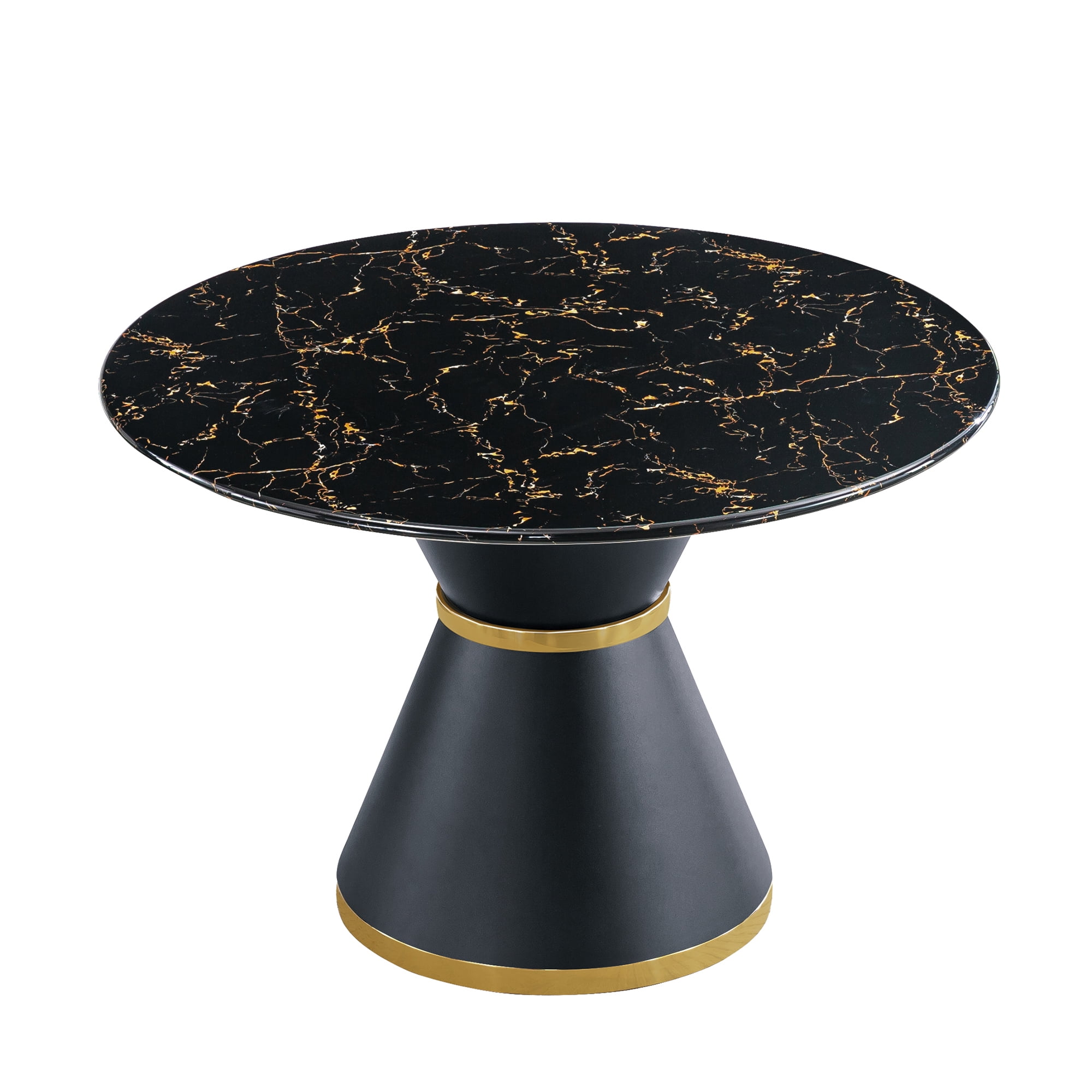 Historyli Go5H Round Dining Table, 47" Marble Printed Table, Round Faux ...