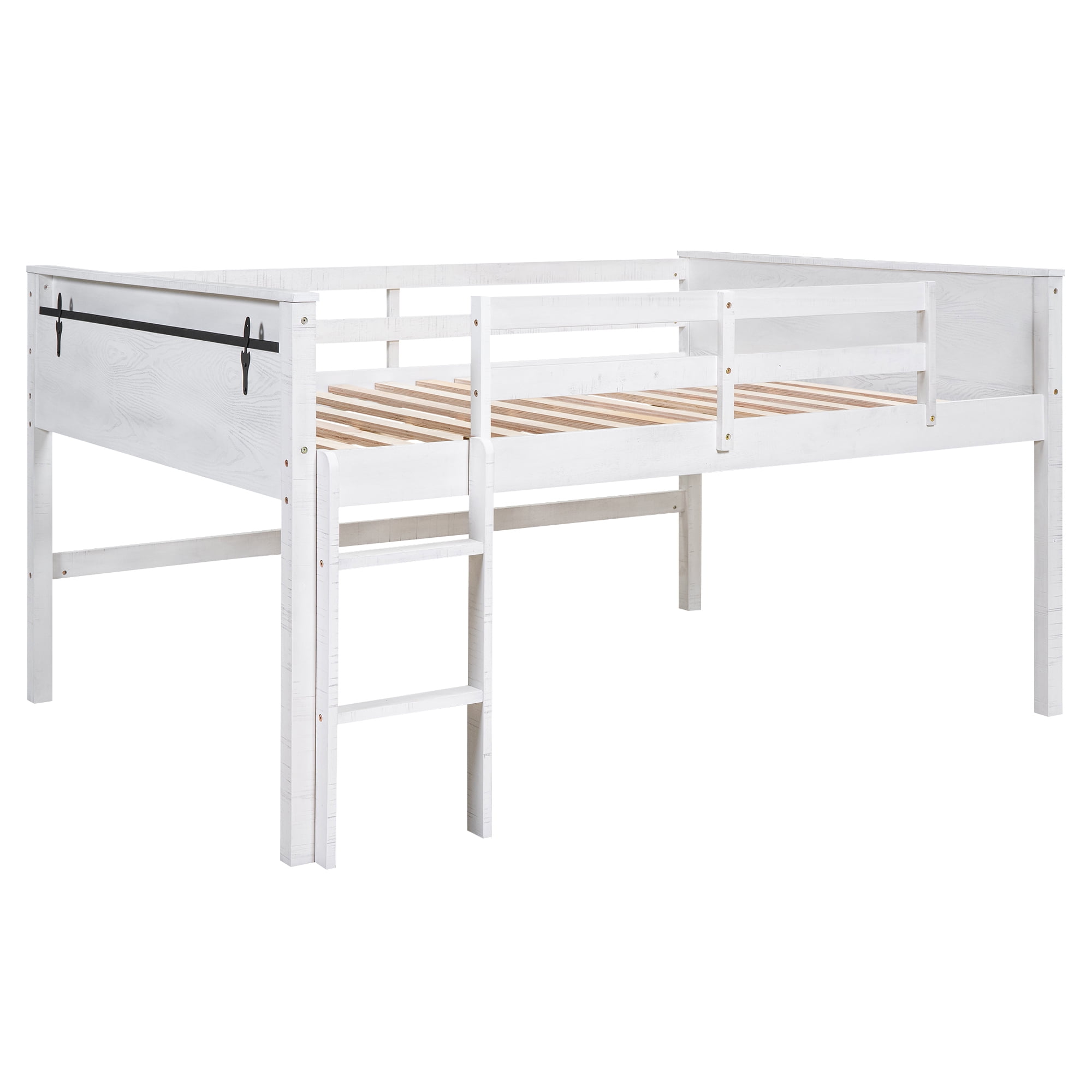 Historyli Go5H Twin Size Loft Bed With Hanging Clothes Racks Twin Size ...