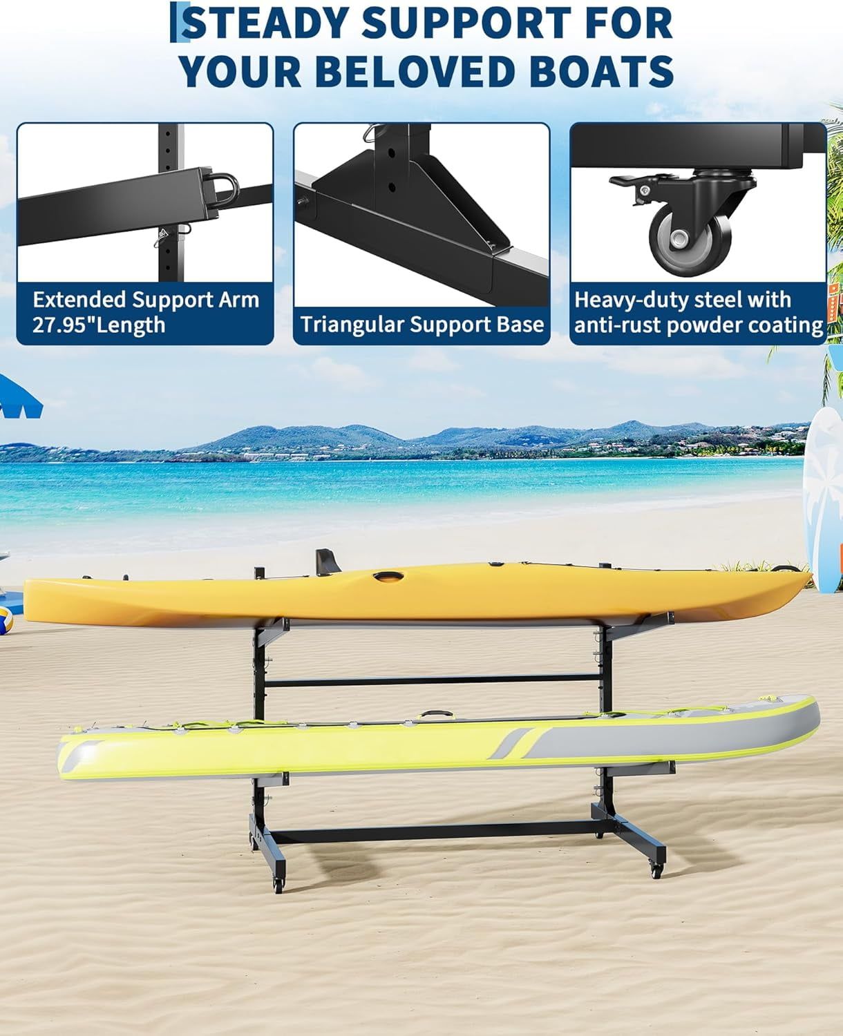 Historyli Kayak Storage Rack, for 2-6 Kayaks, Freestanding, with ...