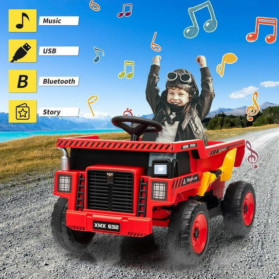 Historyli Powered Ride Ons,12V Ride on Dump Truck with Remote Control ...
