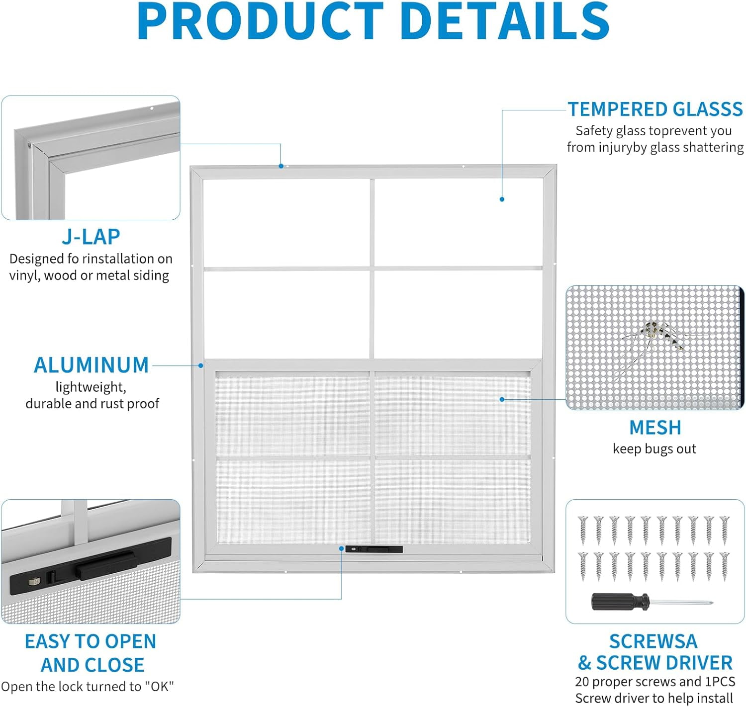 Historyli Sliding Shed Windows, 2 Pack, 18x27 Inch, Aluminum Frame ...