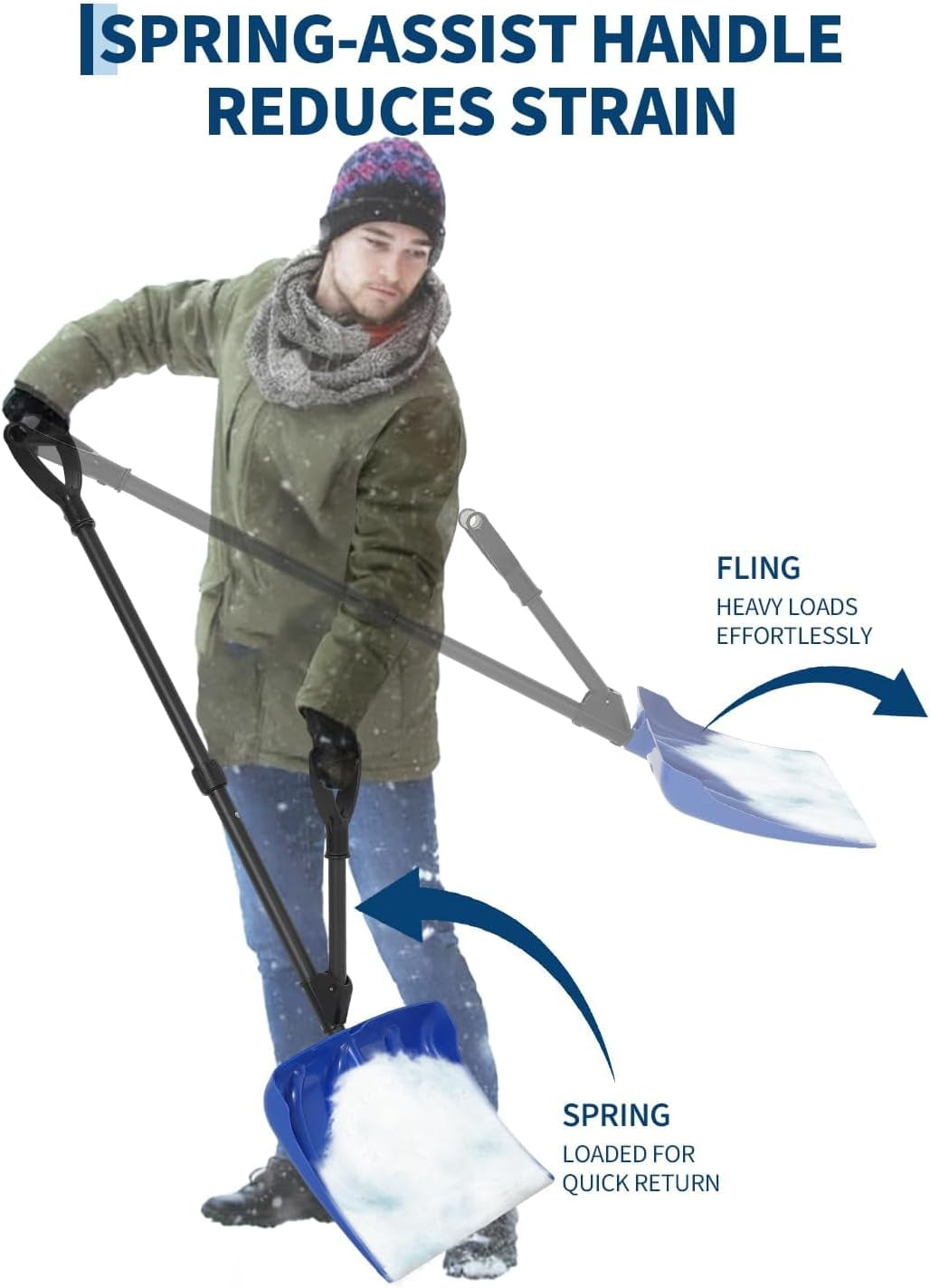 Historyli Snow Shovel-18 Inch Lightweight 4.5 lbs Shoveling Tool-with ...