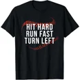 Hit Hard Run Fast Turn Left Funny Baseball Player And Sports New H26995 ...