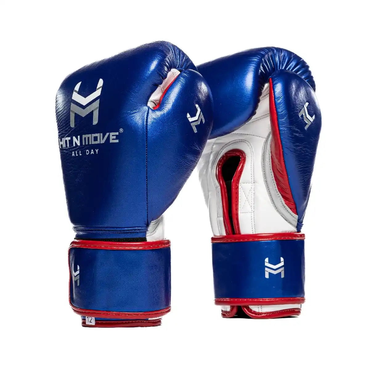 Hit N Move Boxing Gloves - All Day Pro Agility 12oz Metallic Blue/White ...