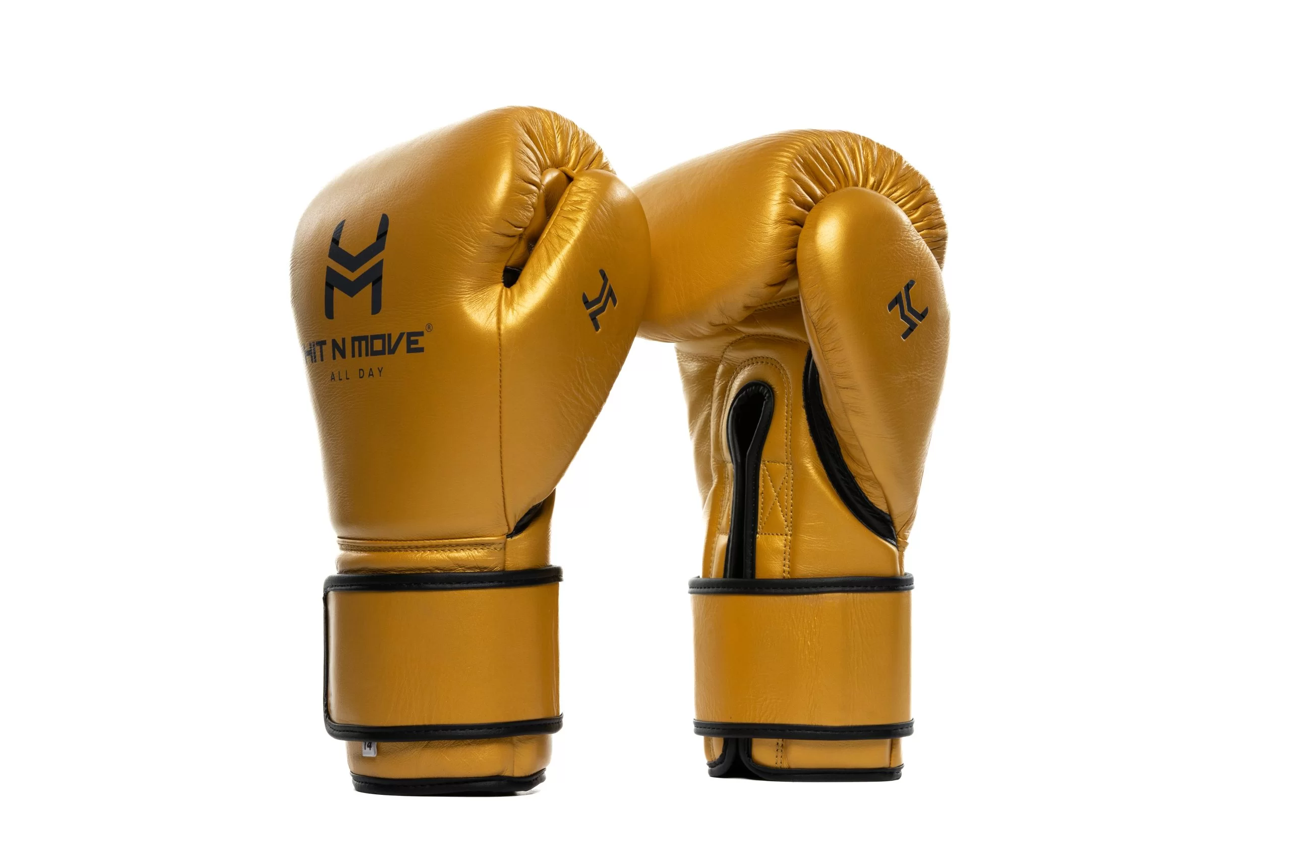 Hit N Move Boxing Gloves - All Day Pro Balance 12oz Gold - Hook and ...