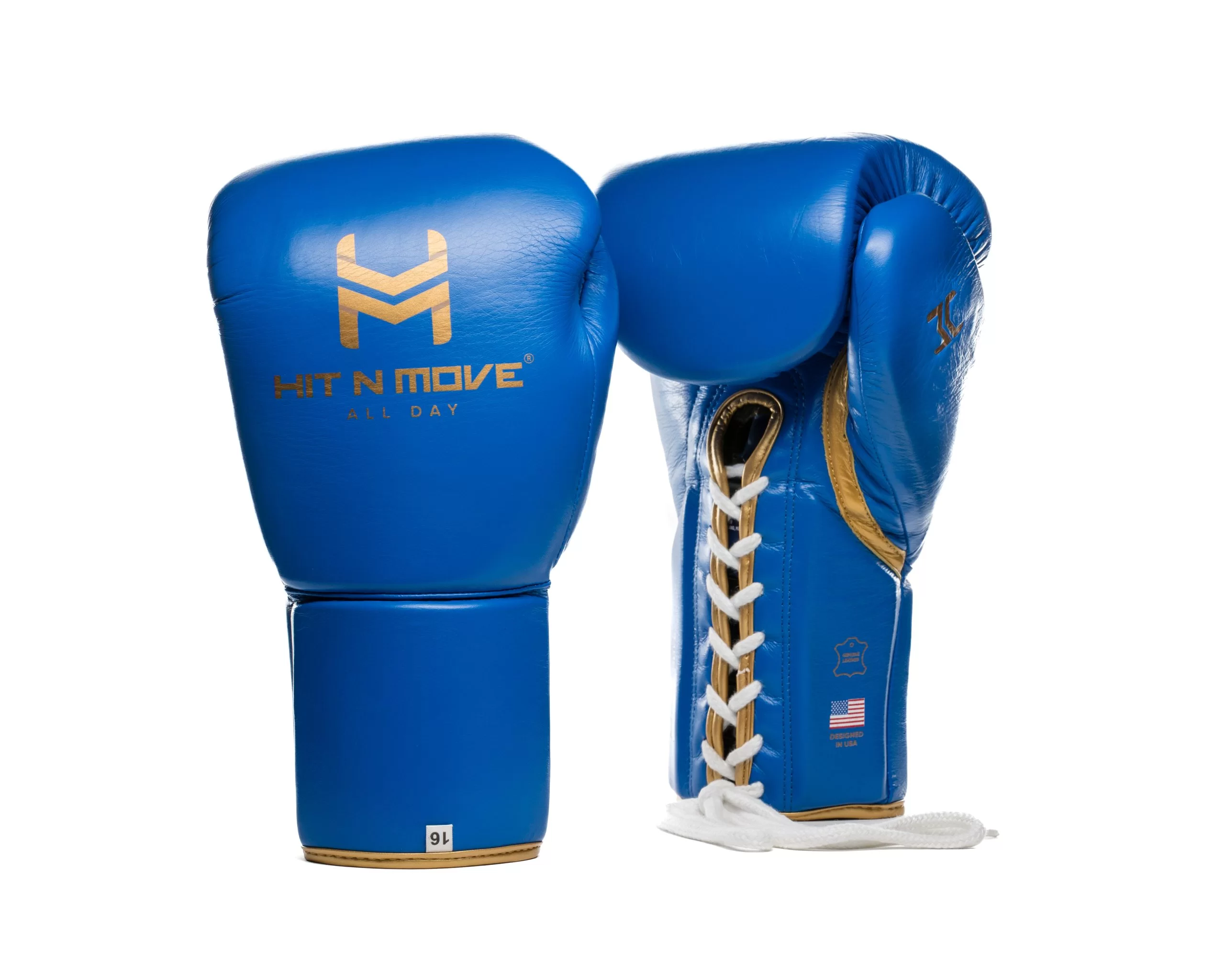 Hit N Move Boxing Gloves - All Day Pro Balance 14oz Blue - Lace Up ...