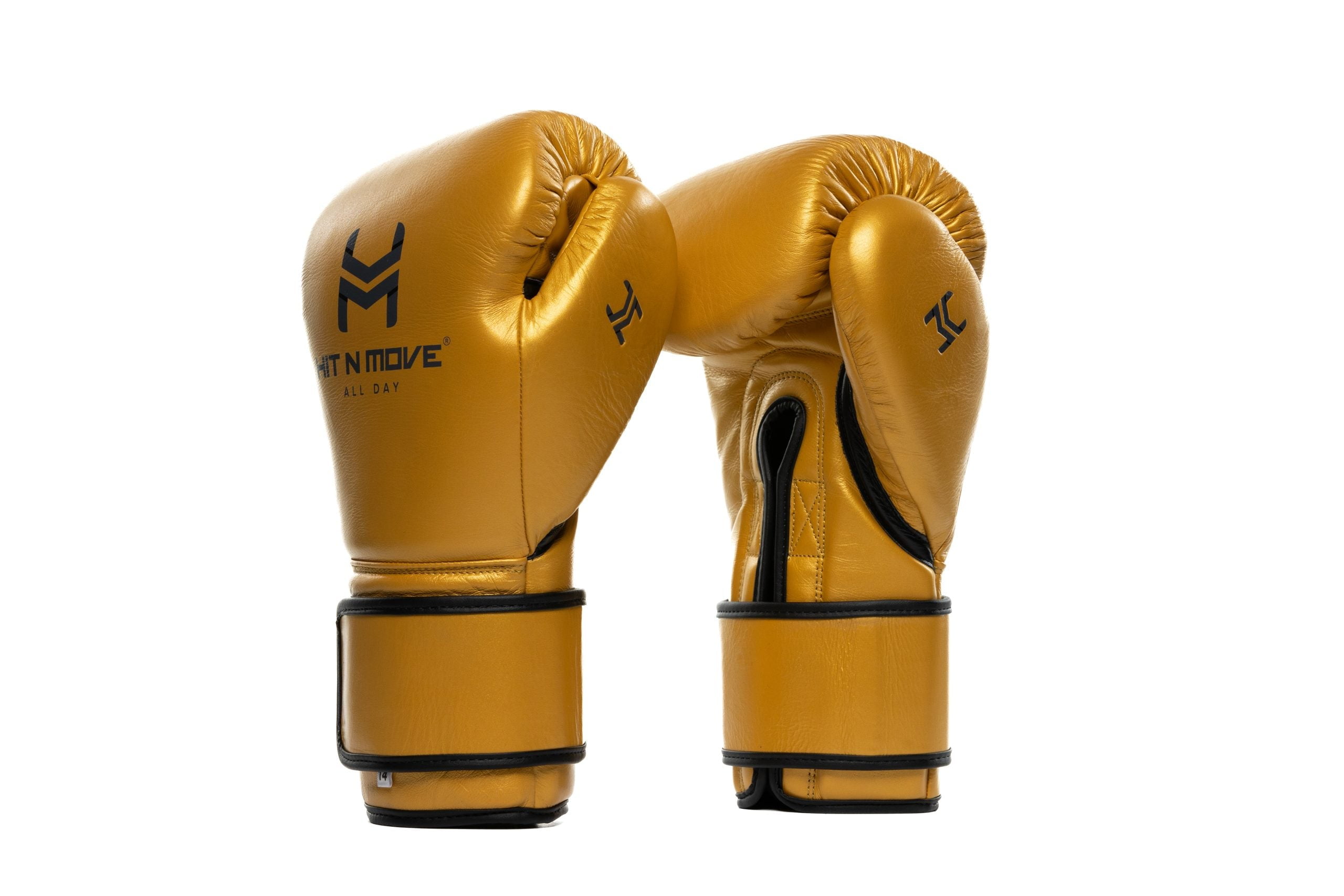 Hit N Move Boxing Gloves - All Day Pro Balance 14oz Gold - Hook and ...