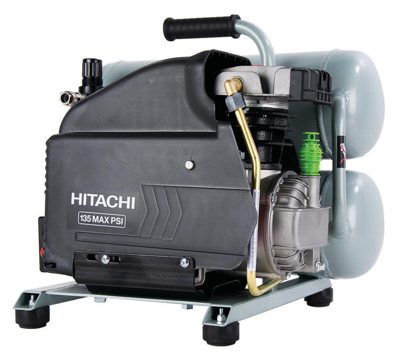 Hitachi EC99S 4 Gallon 2 Hp Portable Twin Stack Air Compressor ...