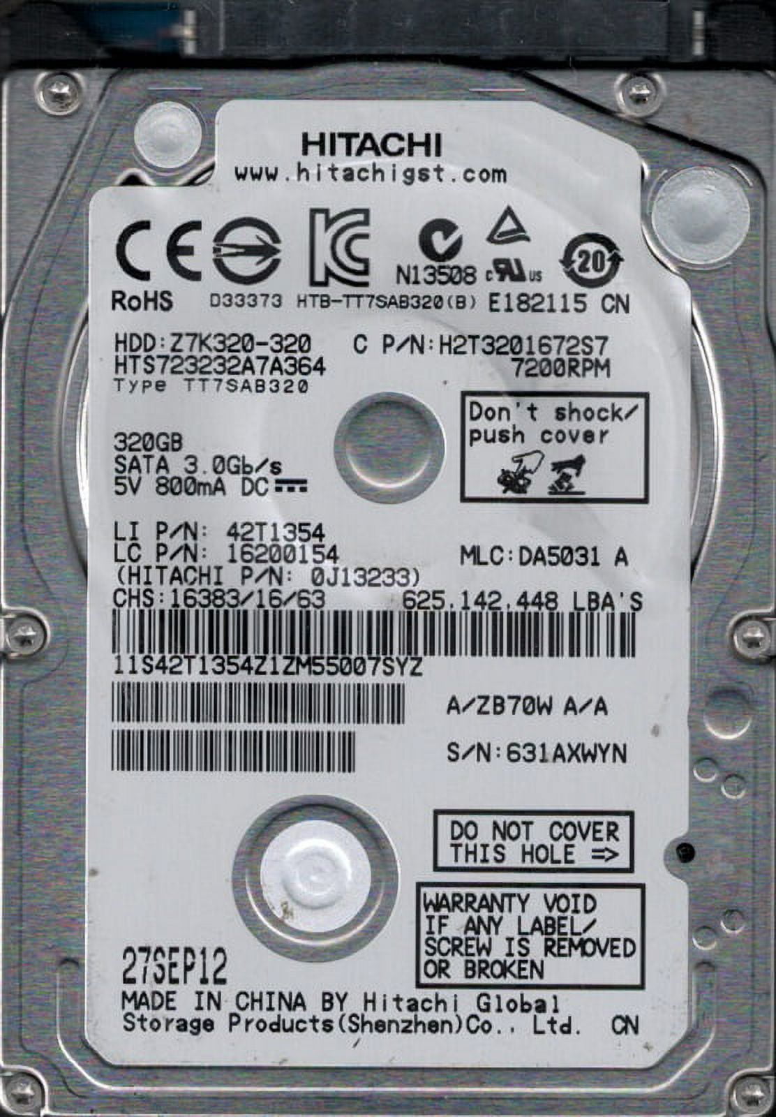 Hitachi HTS723232A7A364 P/N: 0J13233 MLC: DA5031 320GB - Walmart.com
