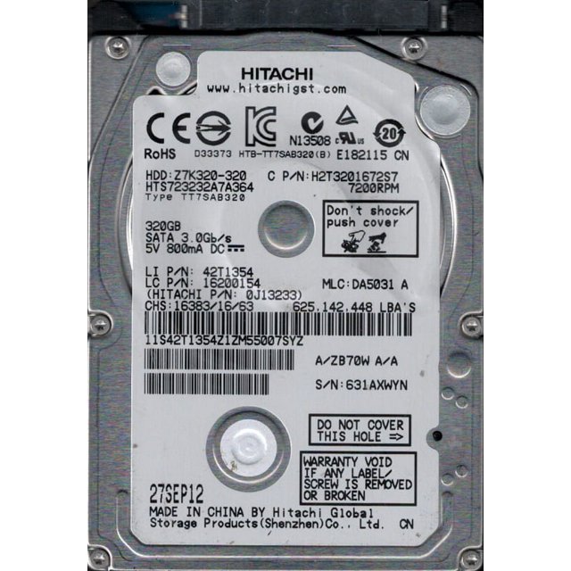 Hitachi HTS723232A7A364 P/N: 0J13233 MLC: DA5031 320GB - Walmart.com