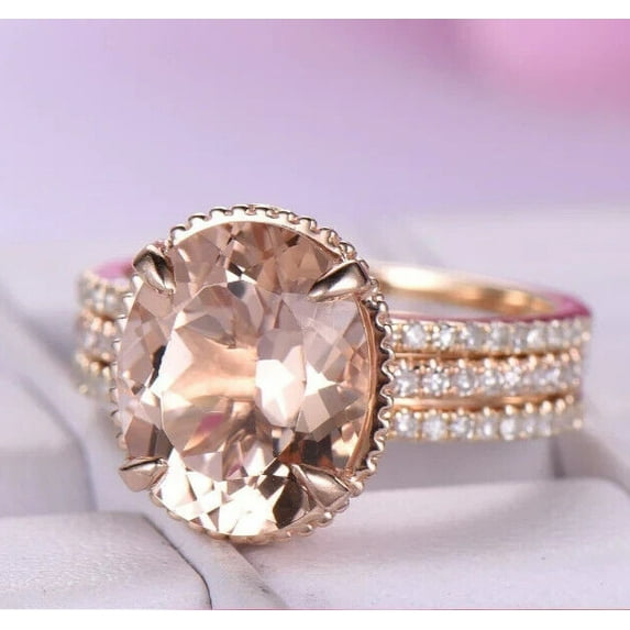 Hitanshu Jewels 14k Rose Gold Plated Milgrain Thanksgiving Ring 3CT CZ ...