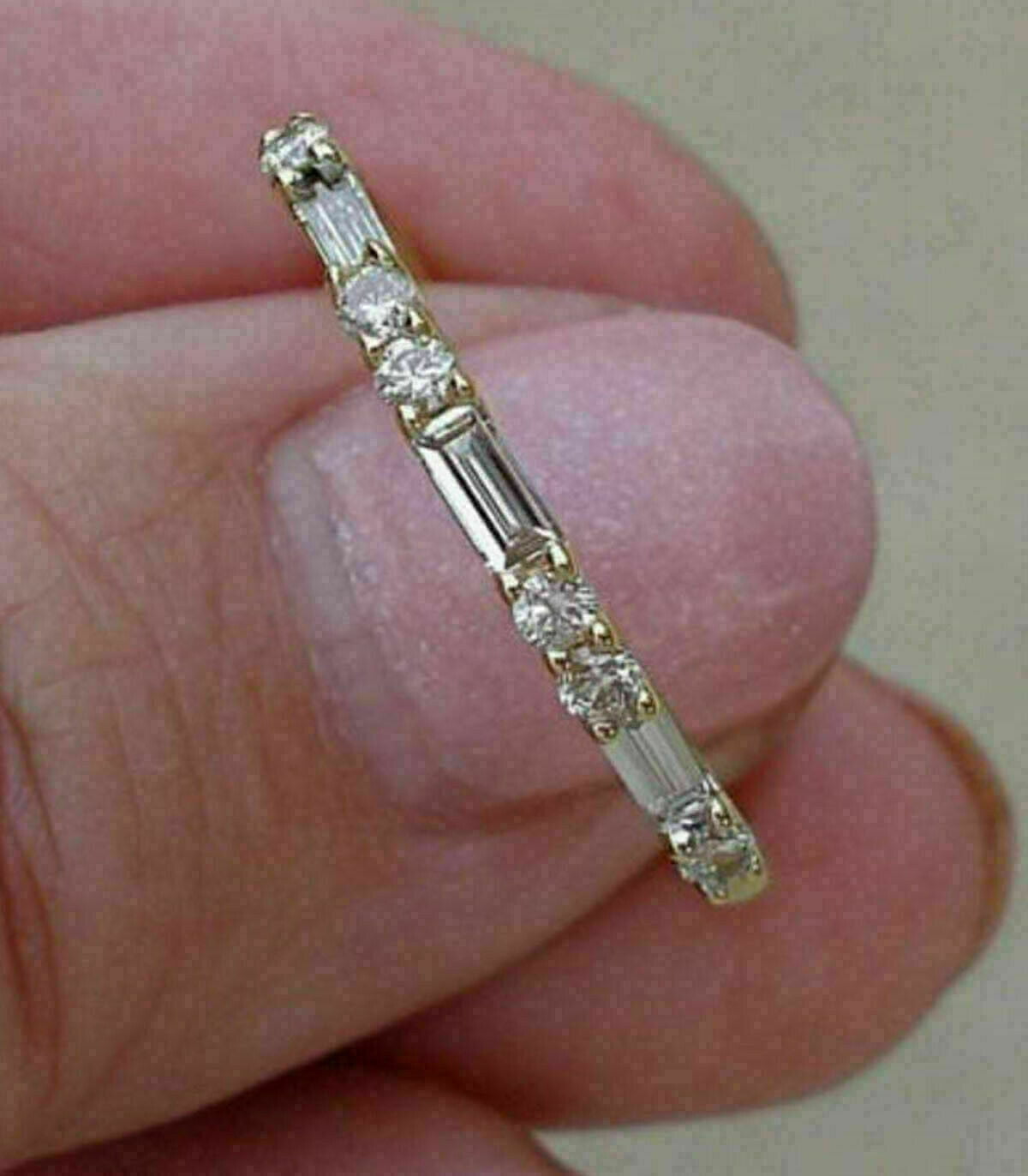 Hitanshu Jewels Baguette Cut Cubic Zirconia Gorgeous Women's Wedding Ring 14k Yellow Gold Finish ...