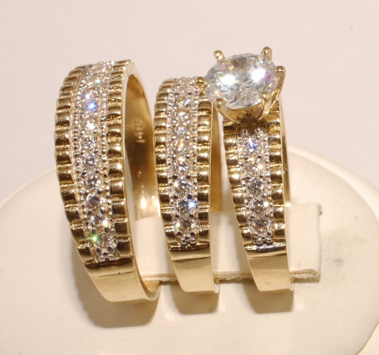 Hitanshu Jewels His & Her 14K Yellow Gold Finish Ring Set Romantic Gift ...