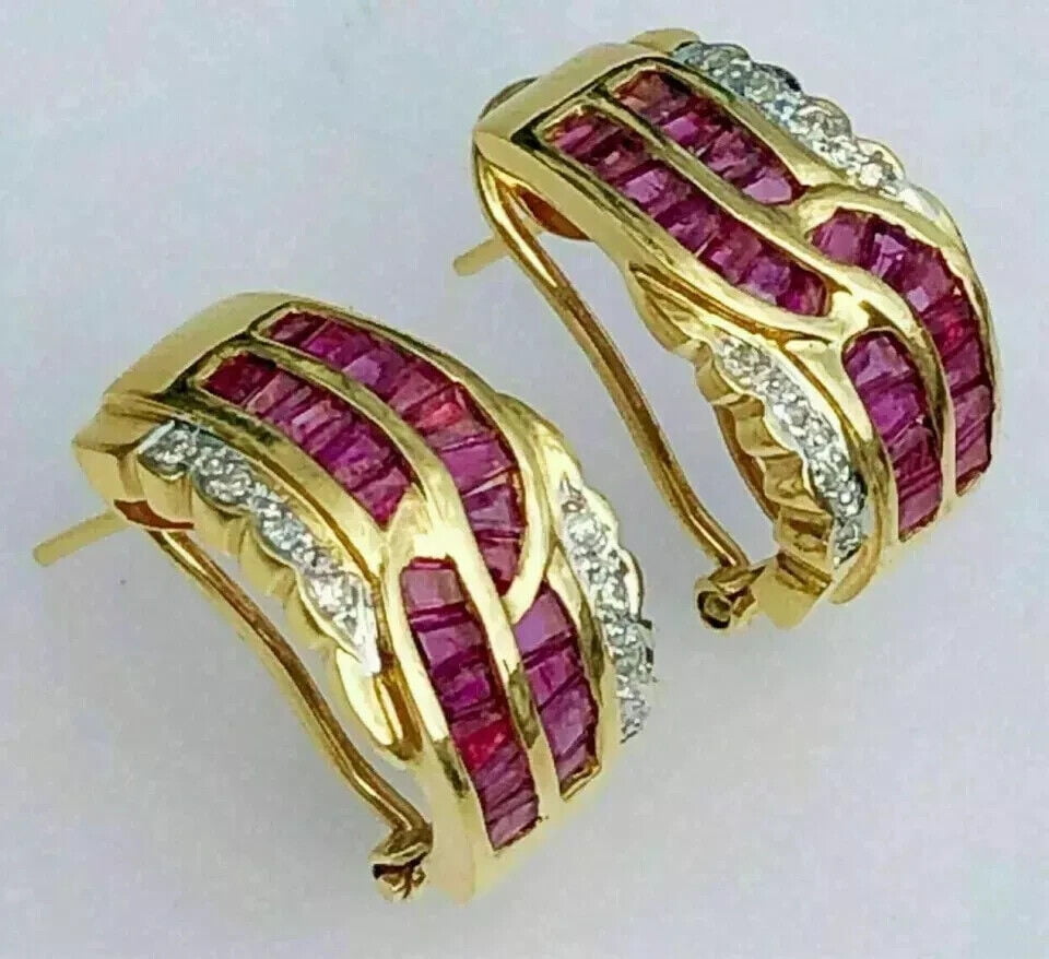 Hitanshu Jewels Red Baguette Cubic Zirconia Omega Back Women Hoop ...