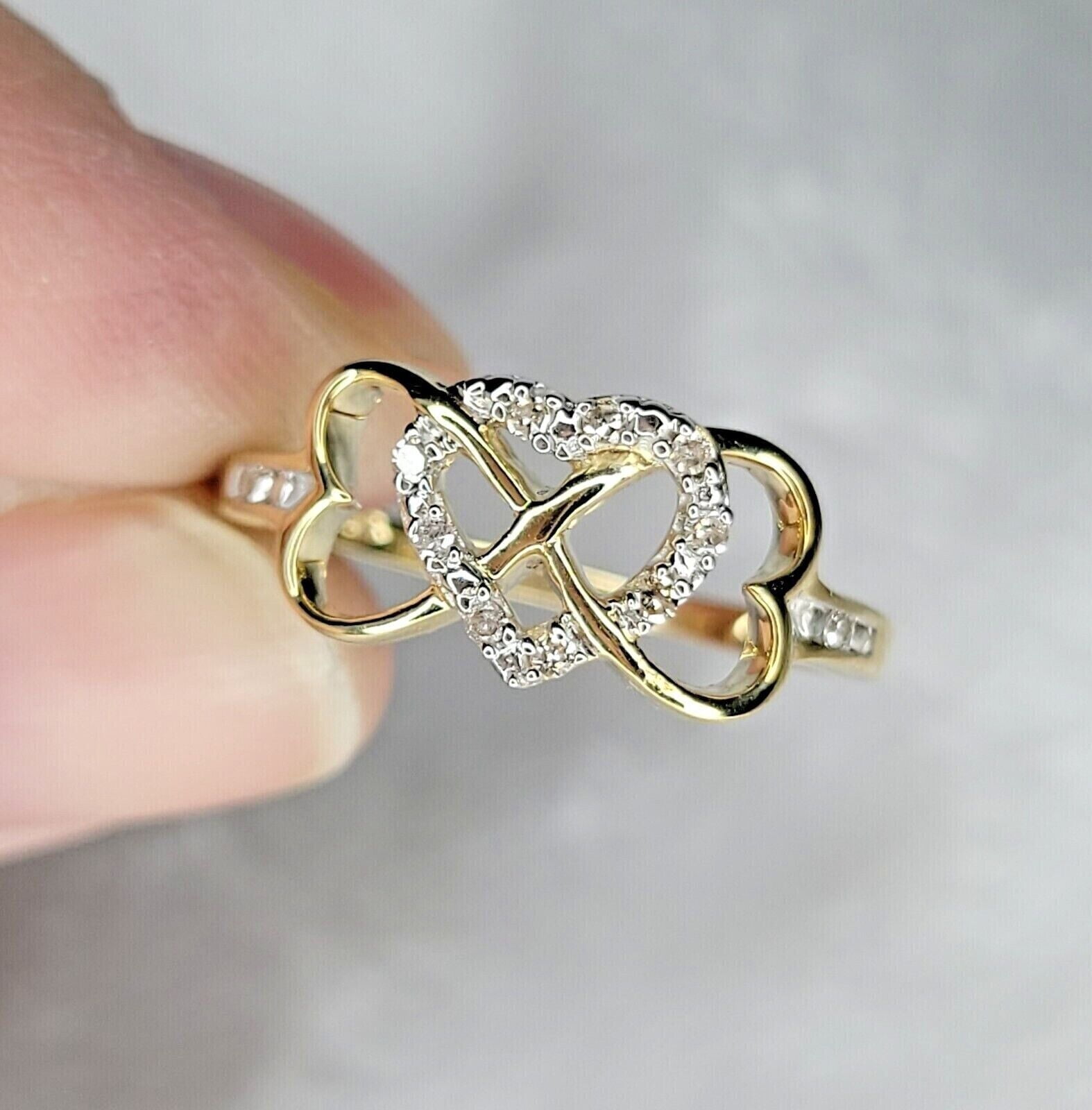 Hitanshu Jewels Round Cut Cubic Zirconia Heart Shape Women's Wedding Ring 14K Yellow Gold Finish ...