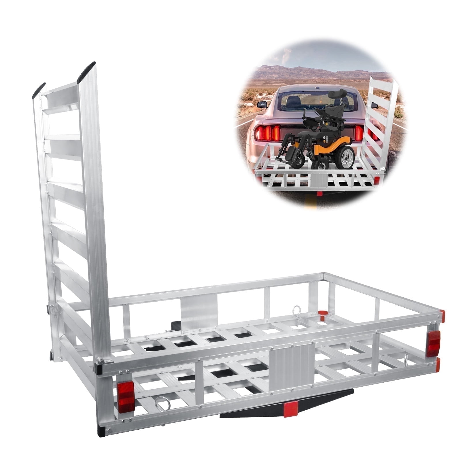 Hitch Cargo Carrier, Trailer Hitch Mount Cargo Carrier with Ramp ...