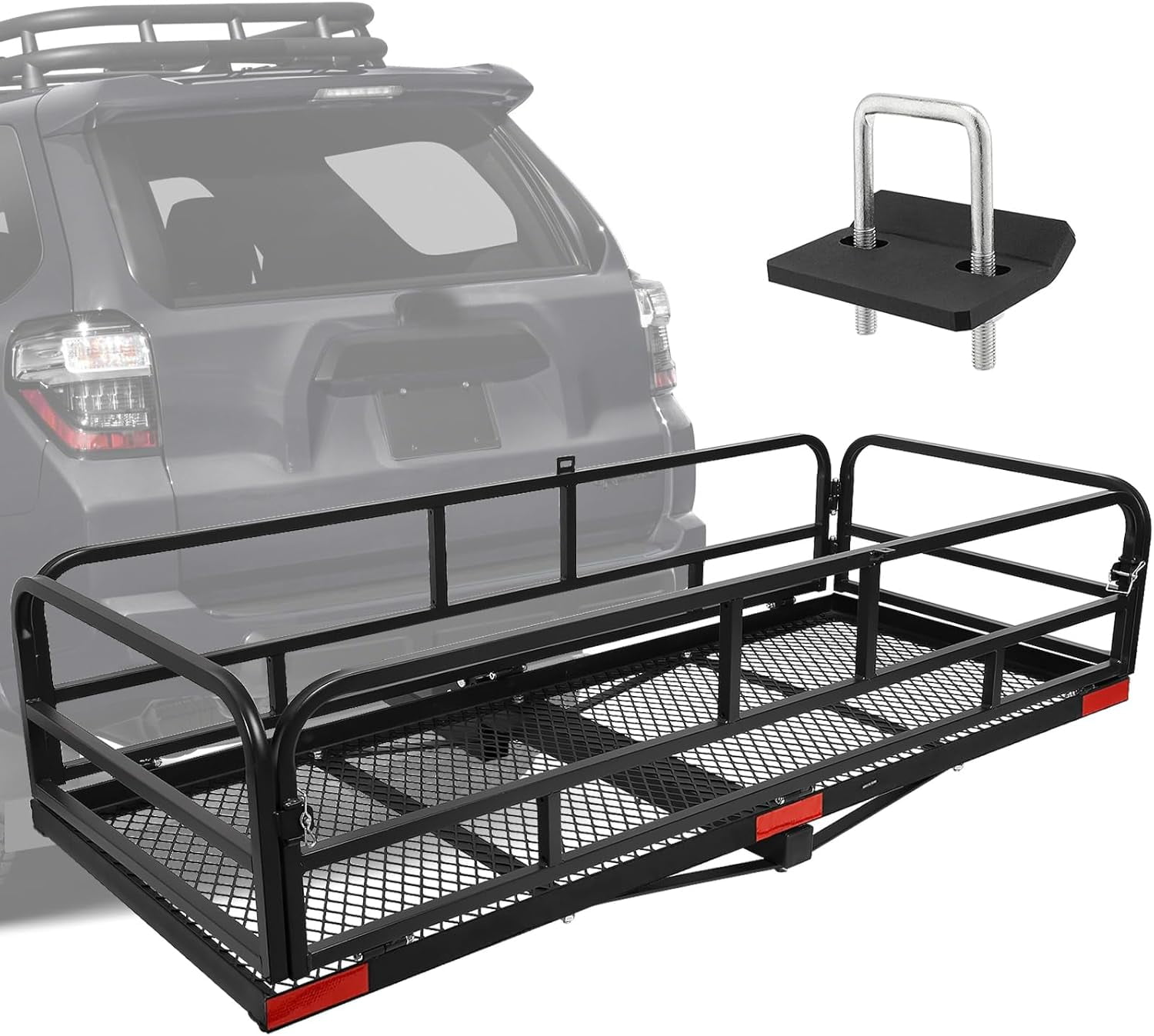 Hitch Cargo Rack, 60 x 24 x 14 Inch Folding Hitch Mount Cargo Carrier ...