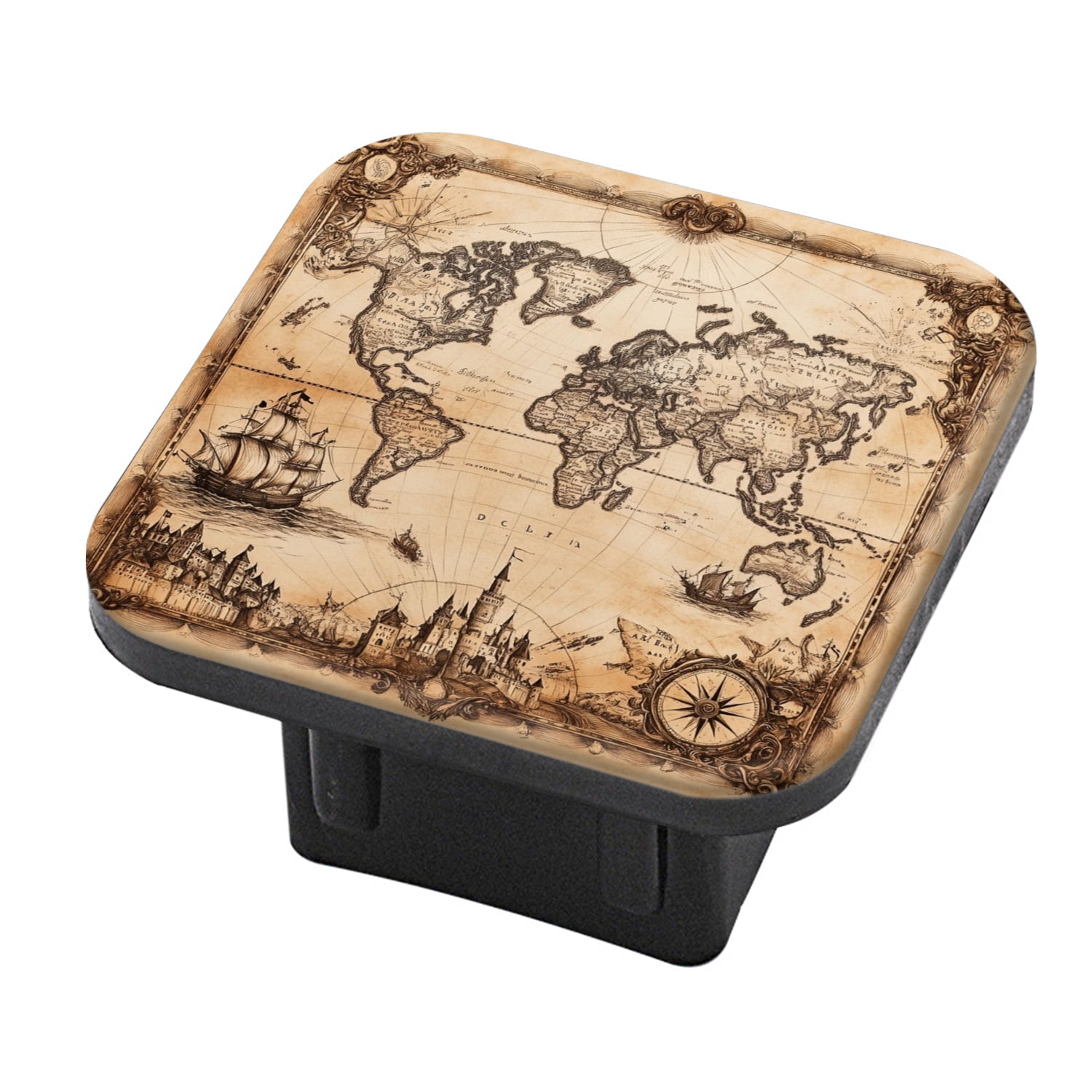 Hitch Cover Fits For 2-Inch Hitch,Antique World Map With Sailing Ships ...