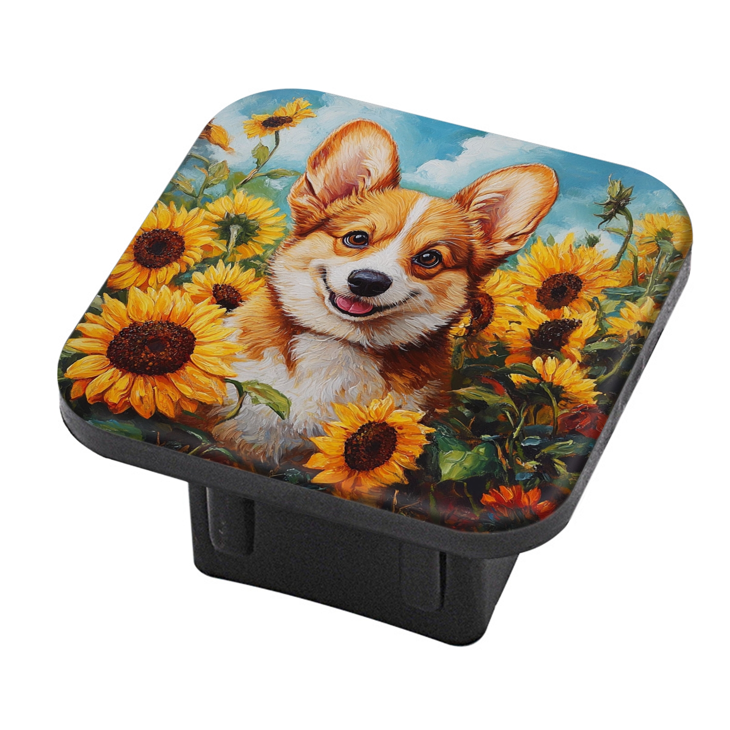 Hitch Cover Fits For 2-Inch Hitch,Corgi Amidst Sunflowers In Oilrubber ...