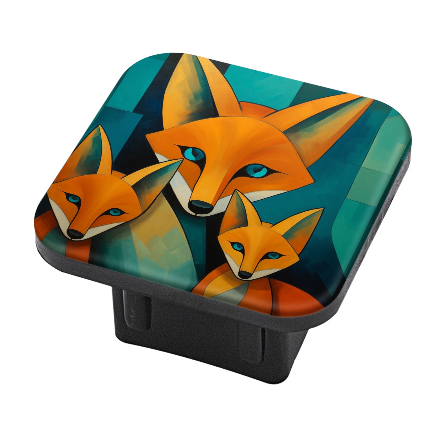 Hitch Cover Fits For 2-Inch Hitch,Cubist-Style Painting Of Orange Fox ...