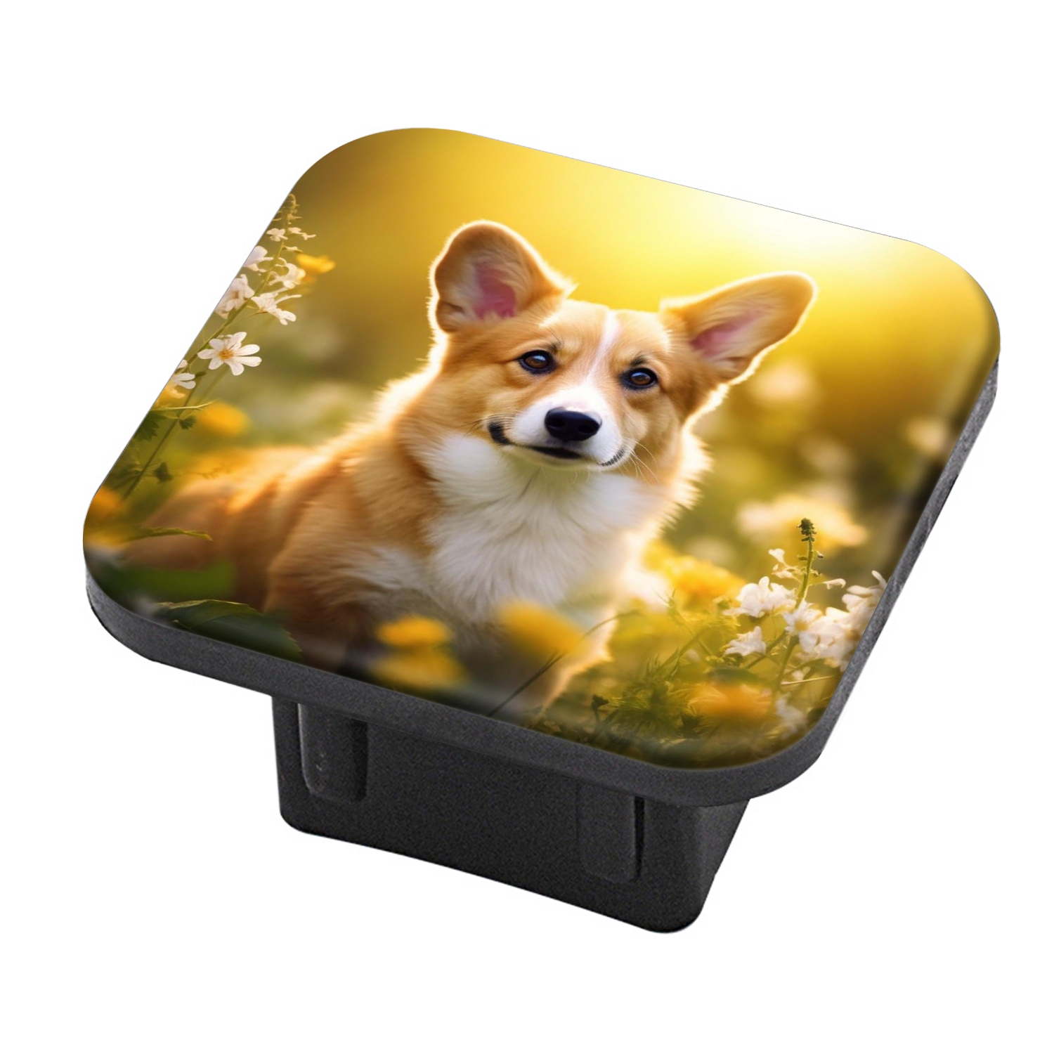 Hitch Cover Fits For 2-Inch Hitch,Cute Corgi Dog Sitting In Sunlit ...