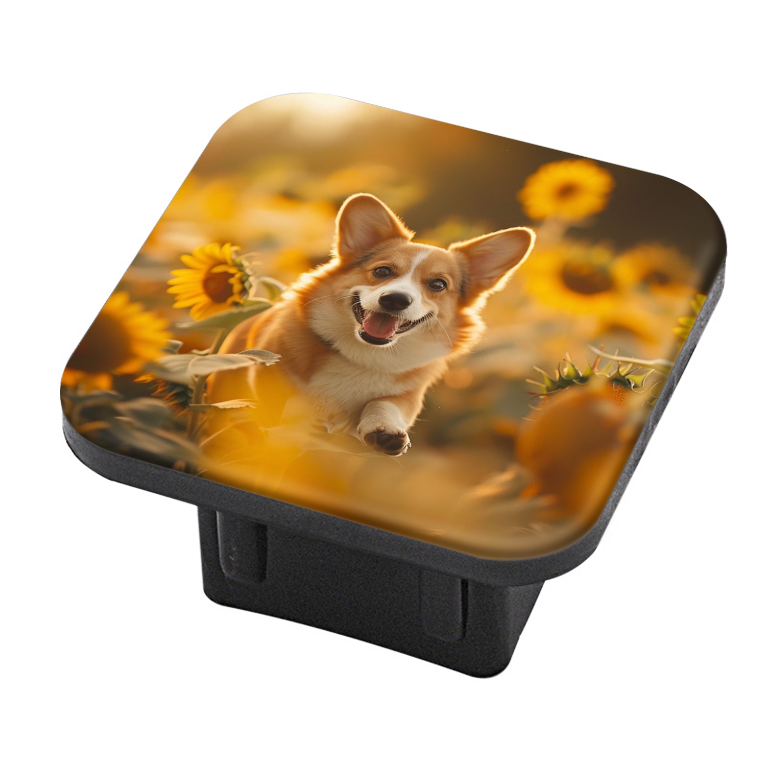 Hitch Cover Fits For 2-Inch Hitch,Cute Corgi Running Through Sunflowers ...