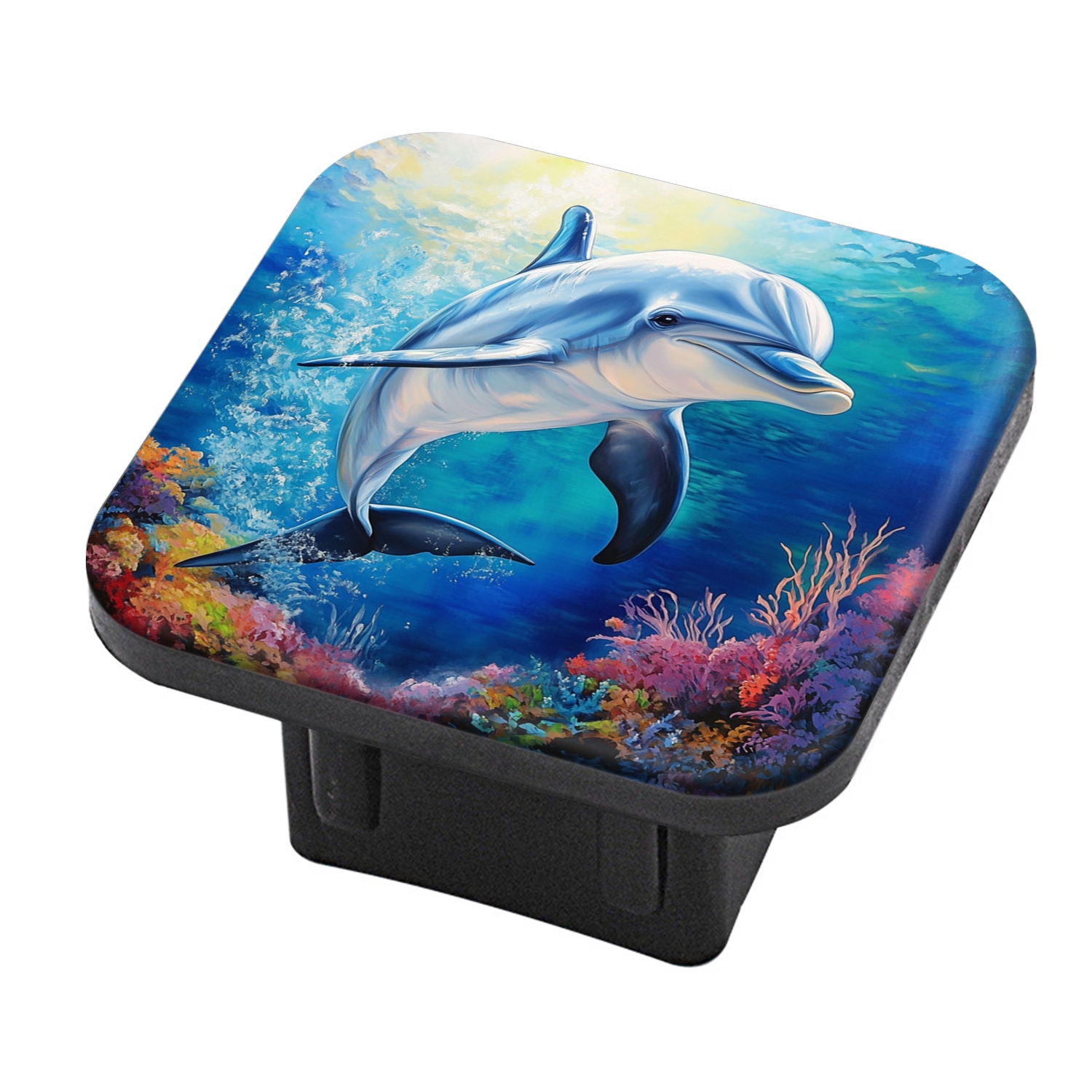 Hitch Cover Fits For 2-Inch Hitch,Cute Dolphin Swimming In Blue ...