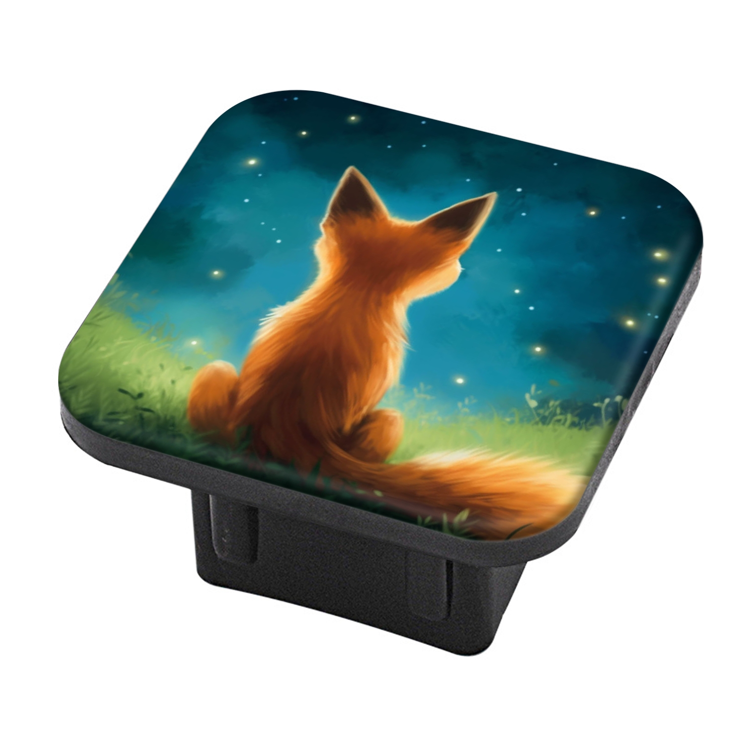 Hitch Cover Fits For 2-Inch Hitch,Cute Fox Sits On The Grass And Gazing ...