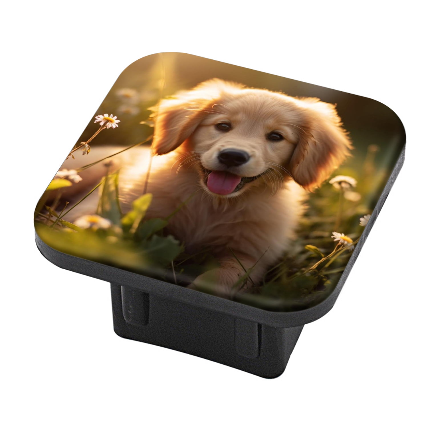 Hitch Cover Fits For 2-Inch Hitch,Cute Golden Retriever Puppy Sitting ...