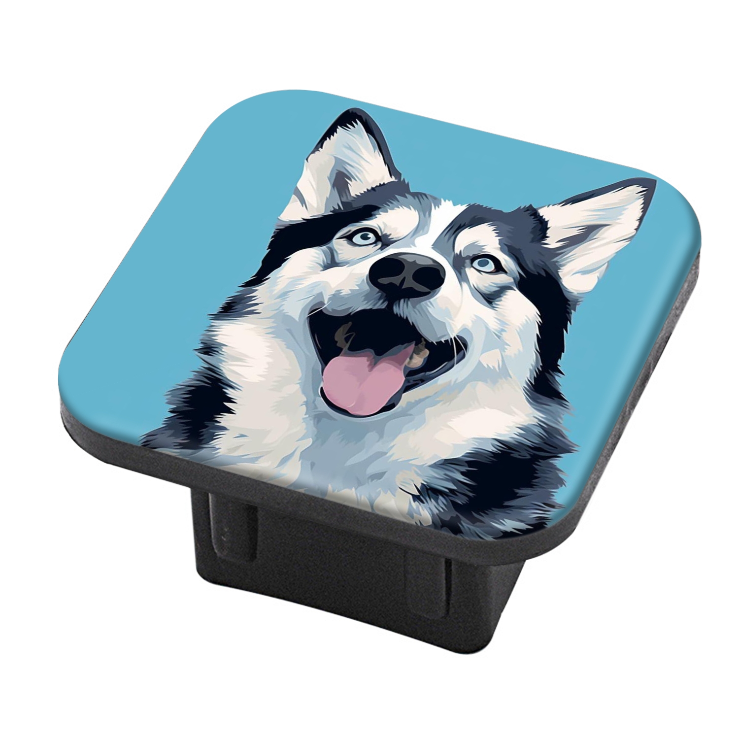 Hitch Cover Fits For 2-Inch Hitch,Cute Husky Dog Illustration With Blue ...