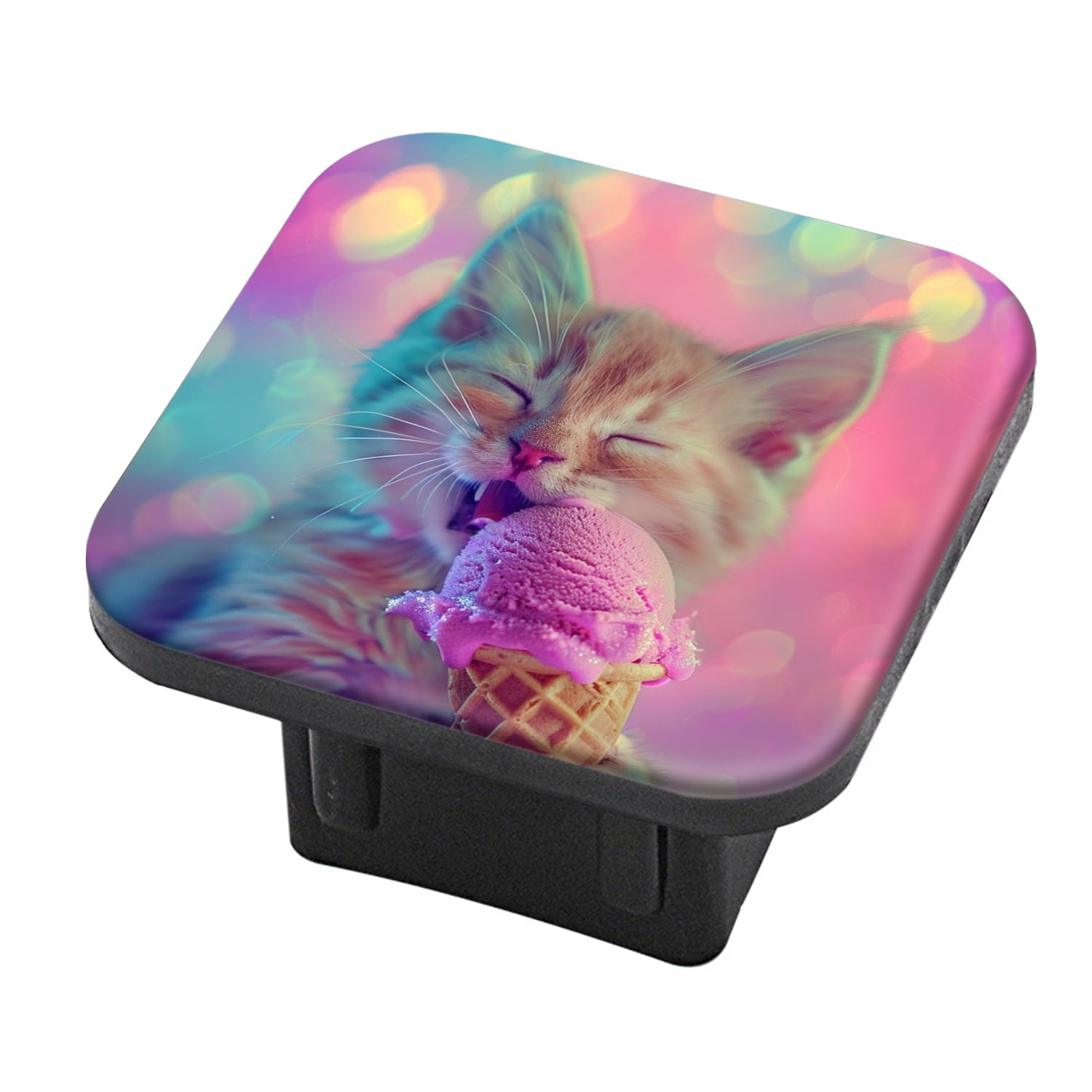 Hitch Cover Fits For 2-Inch Hitch,Cute Kitten Is Licking Ice Cream With ...