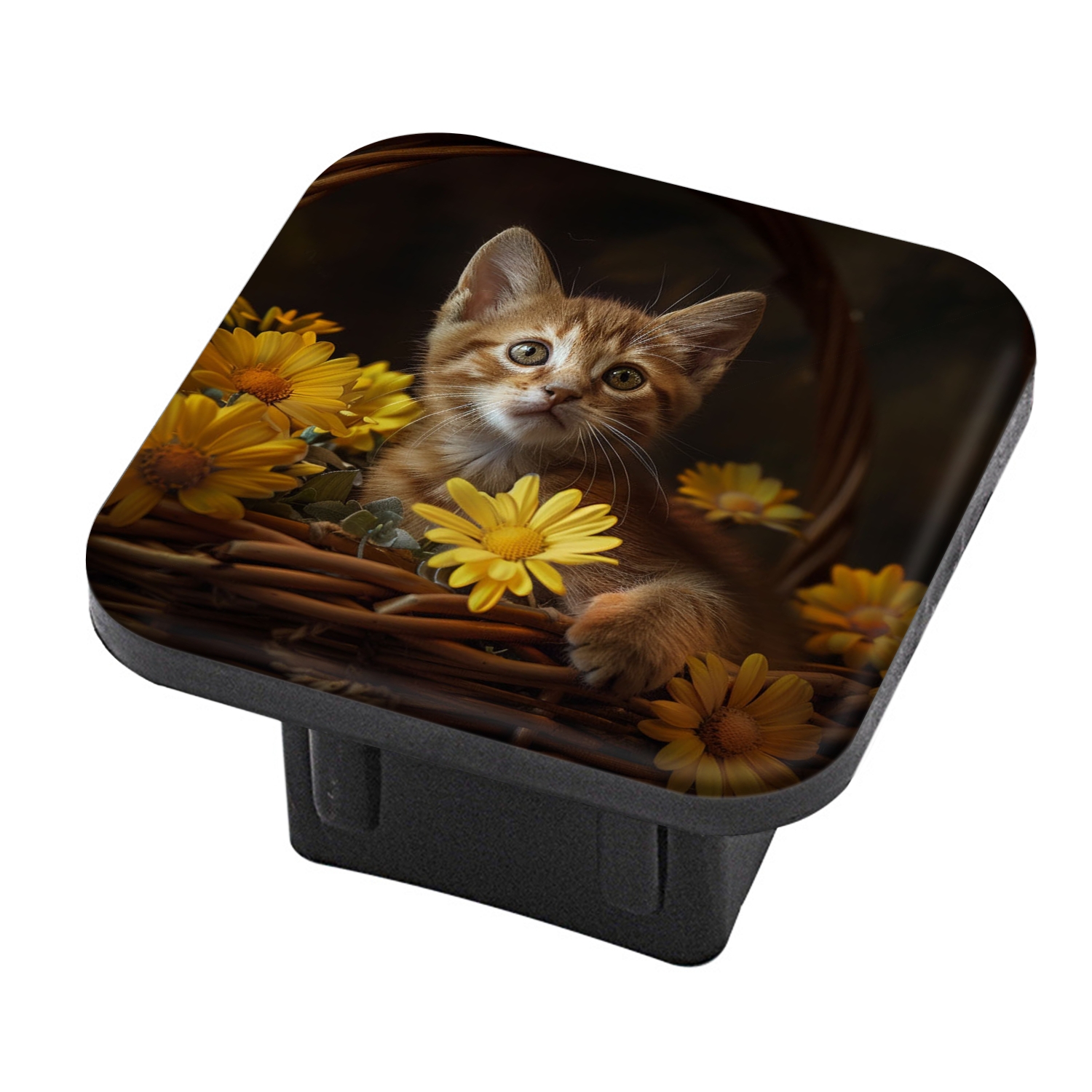 Hitch Cover Fits For 2-Inch Hitch,Cute Kitten Sits In Basket With ...