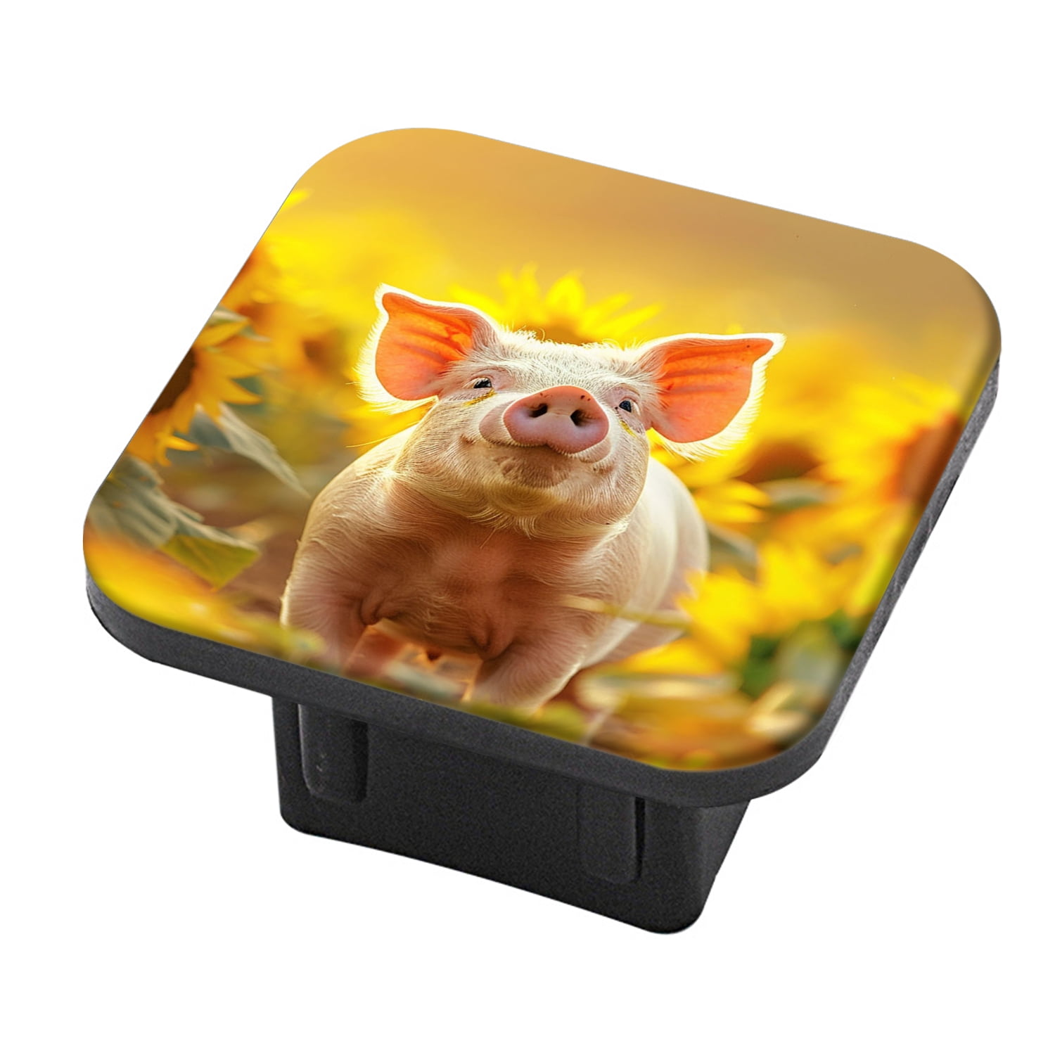 Hitch Cover Fits For 2-Inch Hitch,Cute Piglet Standing In Sunflower ...