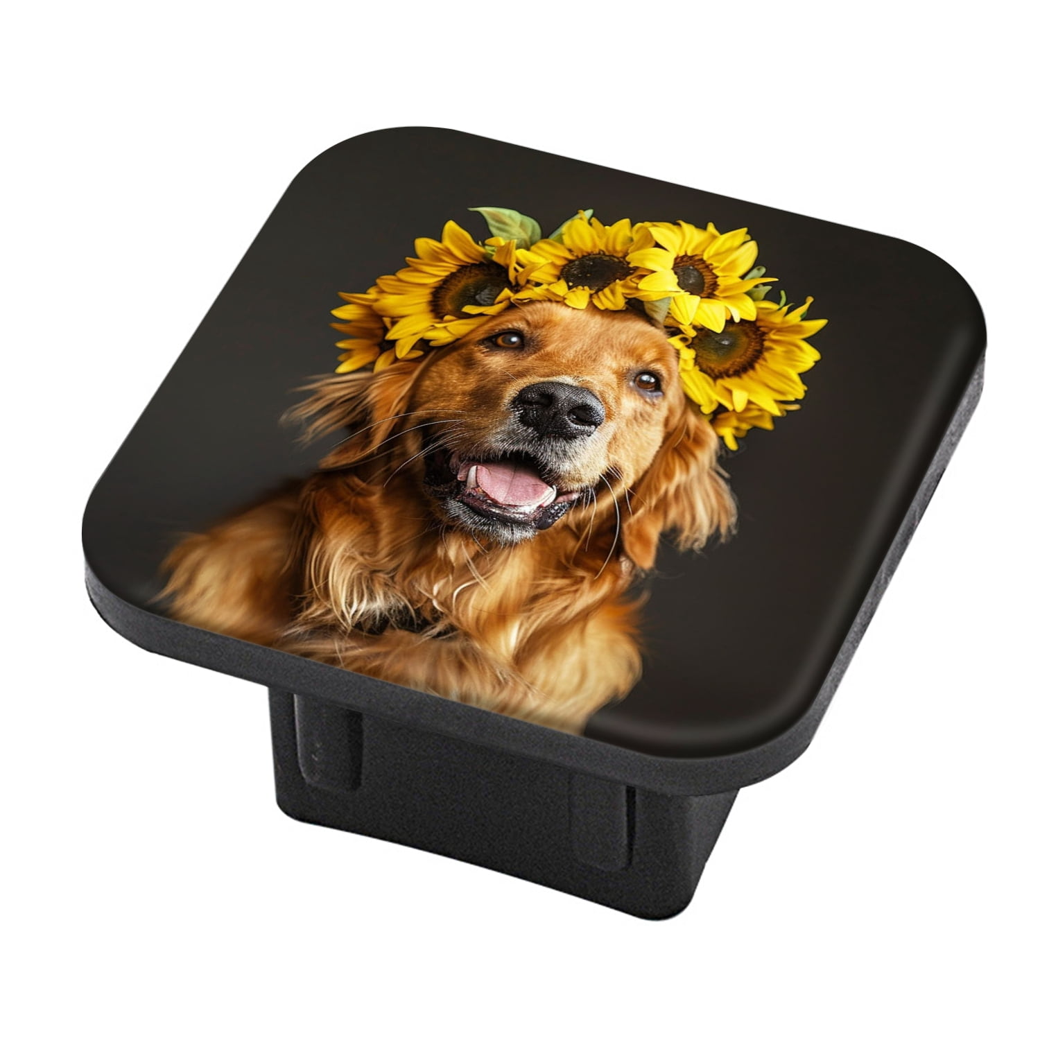 Hitch Cover Fits For 2-Inch Hitch,Dog'S Bright Gaze With A Sunflower ...