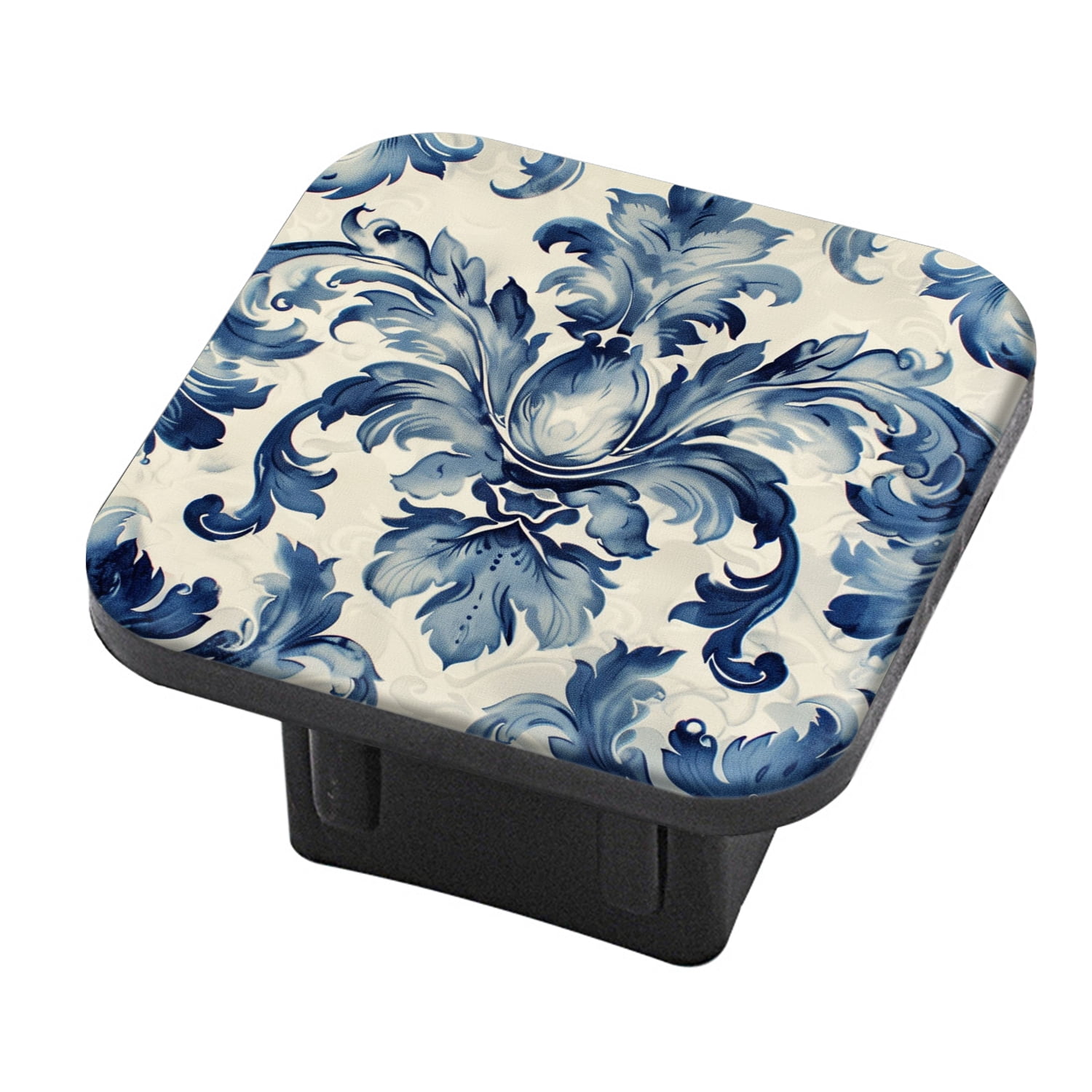 Hitch Cover Fits For 2-Inch Hitch,Elegant Blue Scrollwork On A Creamy ...