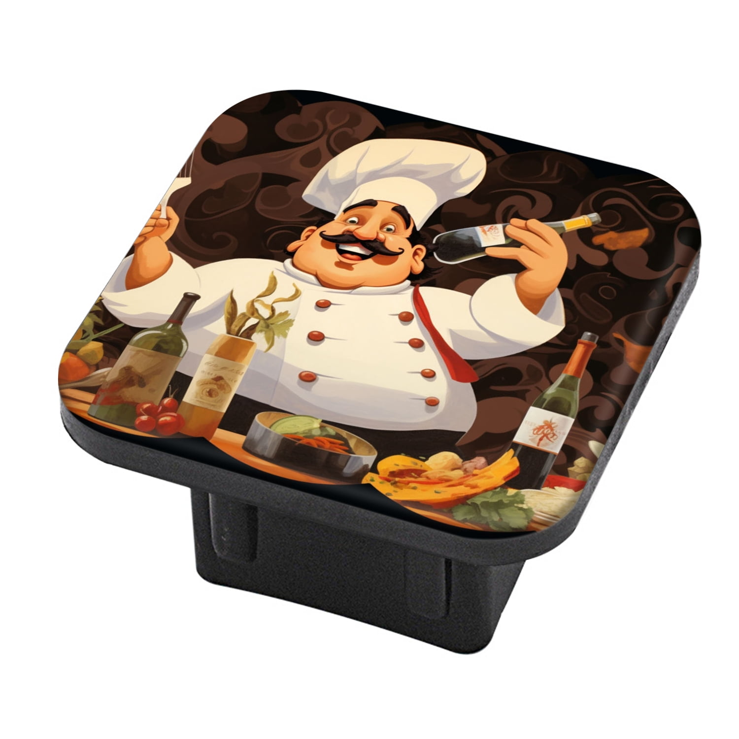 Hitch Cover Fits For 2-Inch Hitch,Fat Happy Chef With Mustache Holding ...