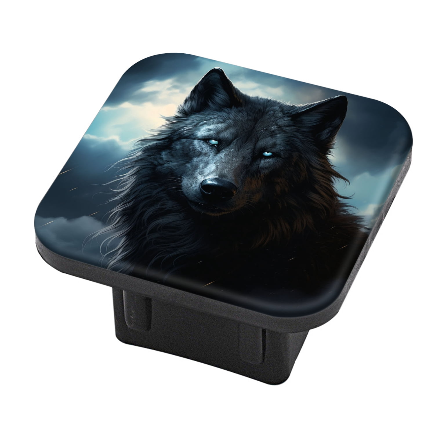 Hitch Cover Fits For 2-Inch Hitch,Majestic Black Wolf With Piercing ...