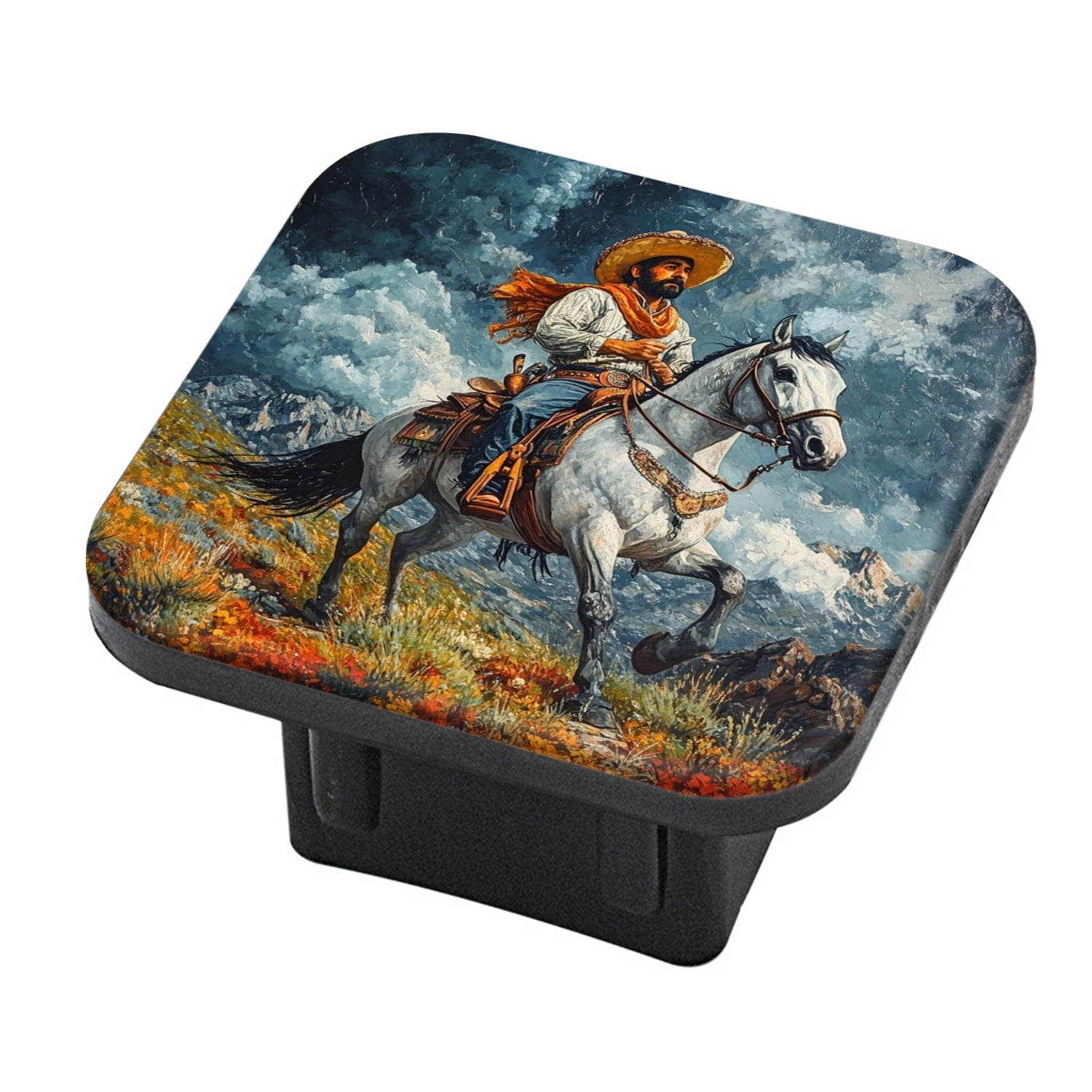 Hitch Cover Fits For 2-Inch Hitch,Mexican Vaquero On Horseback In ...