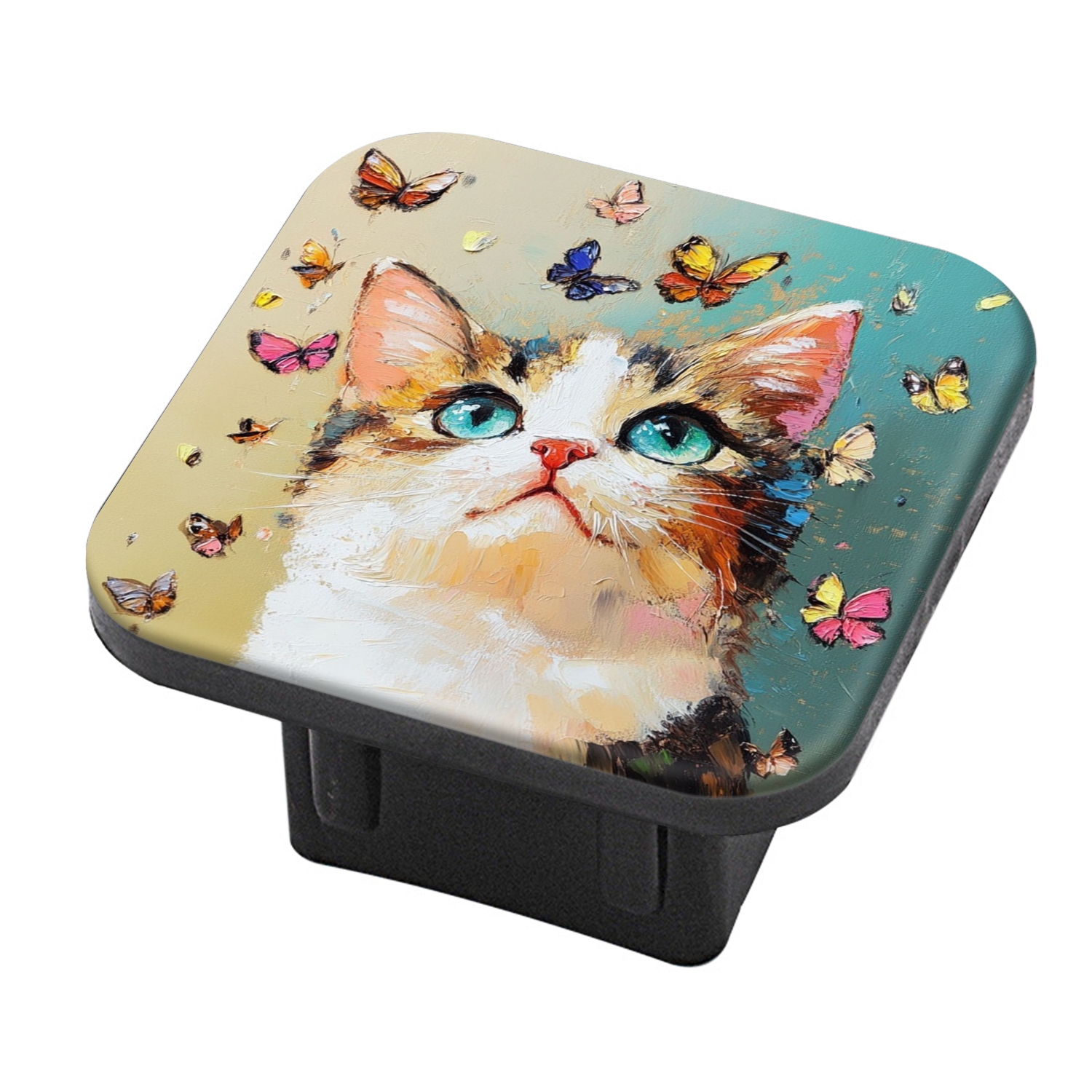 Hitch Cover Fits For 2-Inch Hitch,Oil Painting Of A Calico Cat With ...