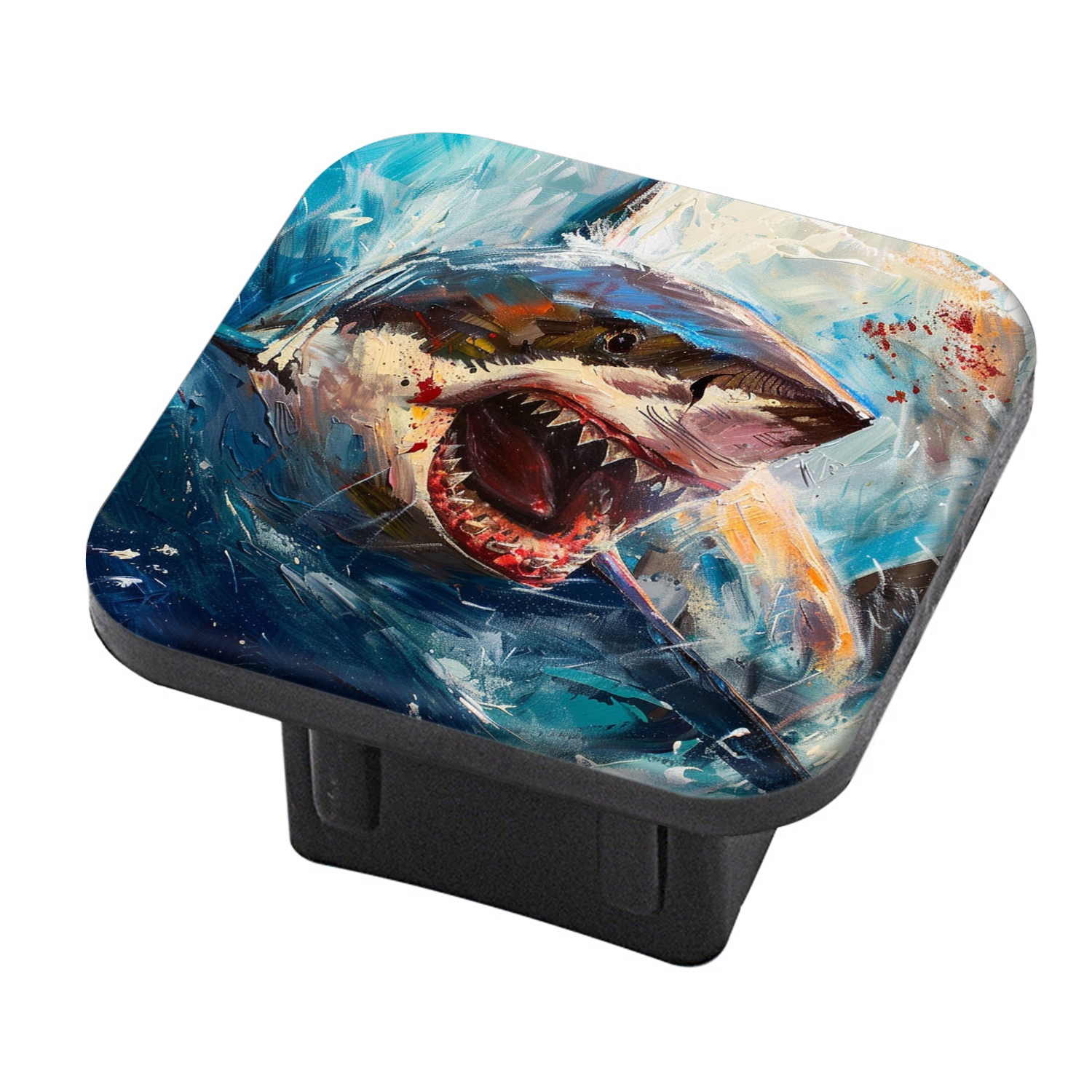 Hitch Cover Fits For 2-Inch Hitch,Oil Painting Of Great White Shark ...