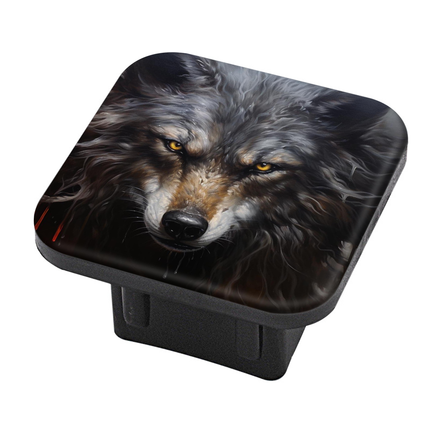 Hitch Cover Fits For 2-Inch Hitch,Painting Of Angry Wolf With Dark Gray ...