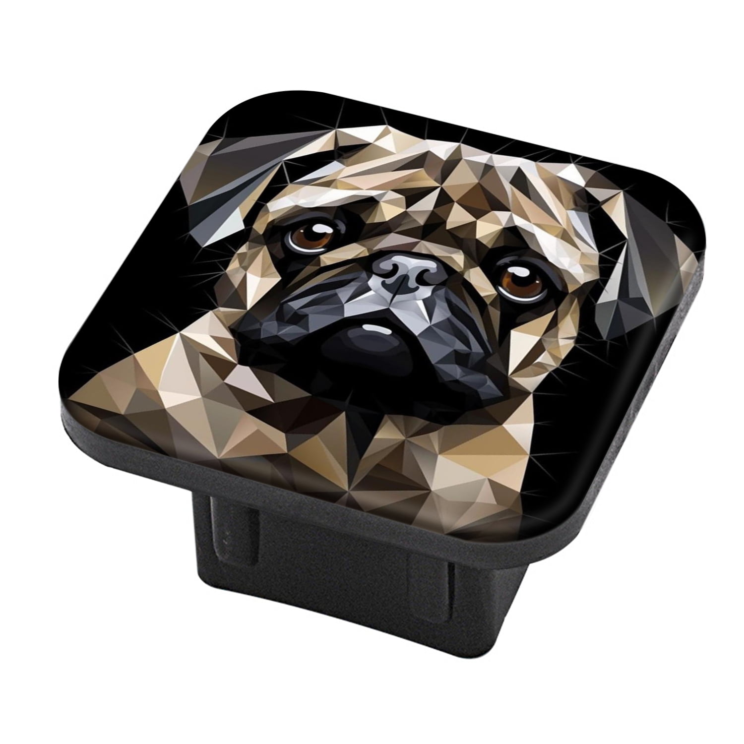 Hitch Cover Fits For 2-Inch Hitch,Pug Dog On Black Backgroundrubber ...