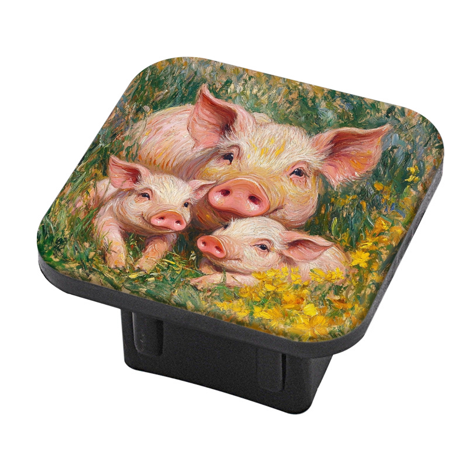 Hitch Cover Fits For 2-Inch Hitch,Realistic Painting Of Pig Family In A ...