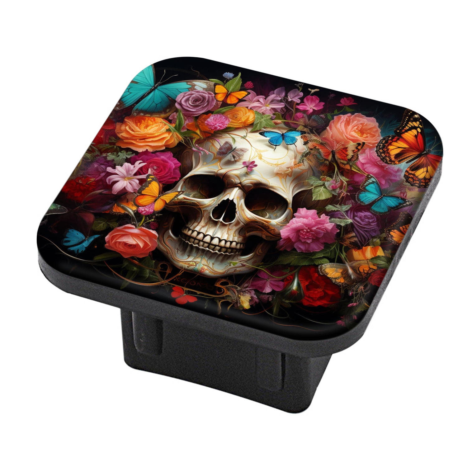 Hitch Cover Fits For 2-Inch Hitch,Skull Embellished With Colorful ...