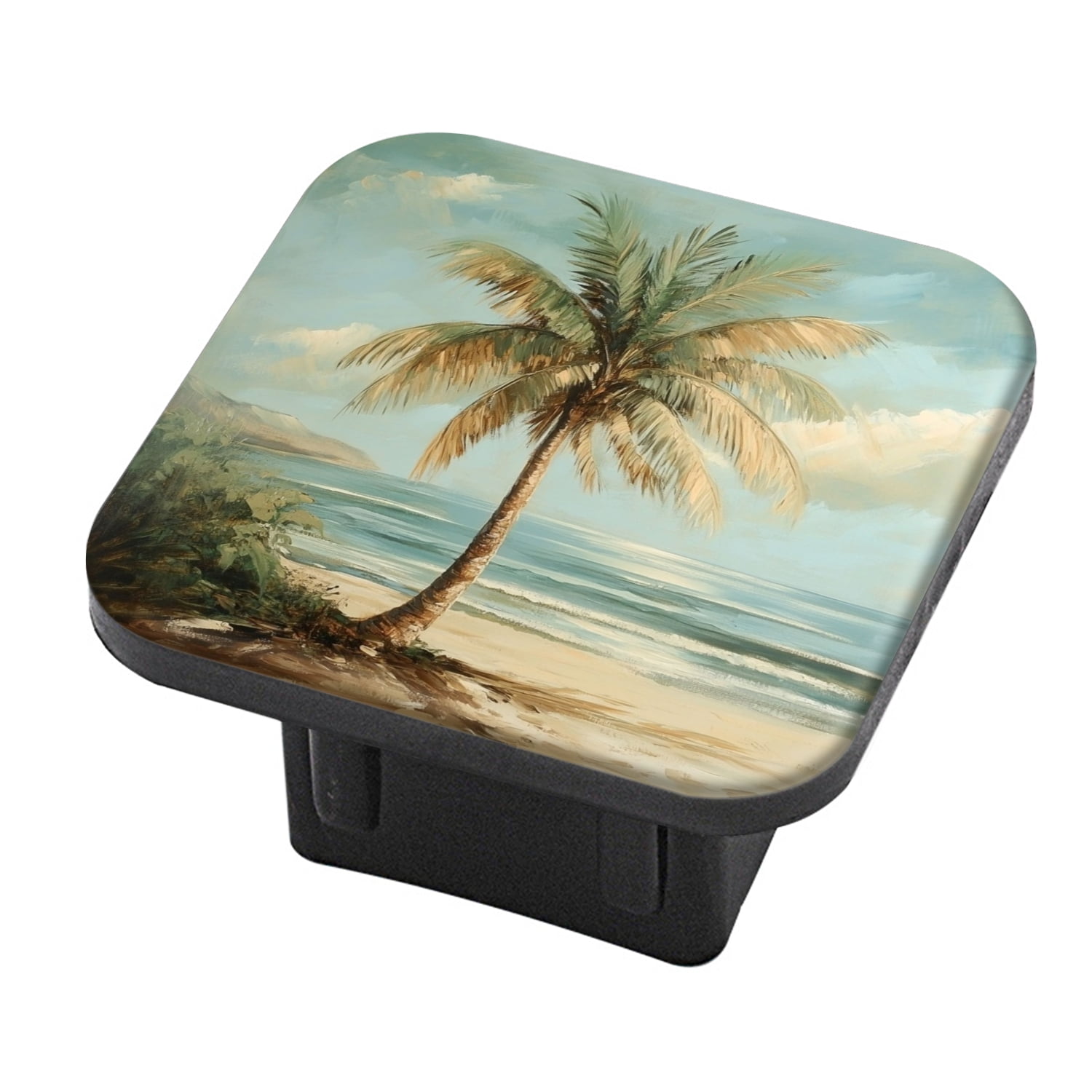 Hitch Cover Fits For 2-Inch Hitch,Solitary Palm Tree On Serene Beach By ...