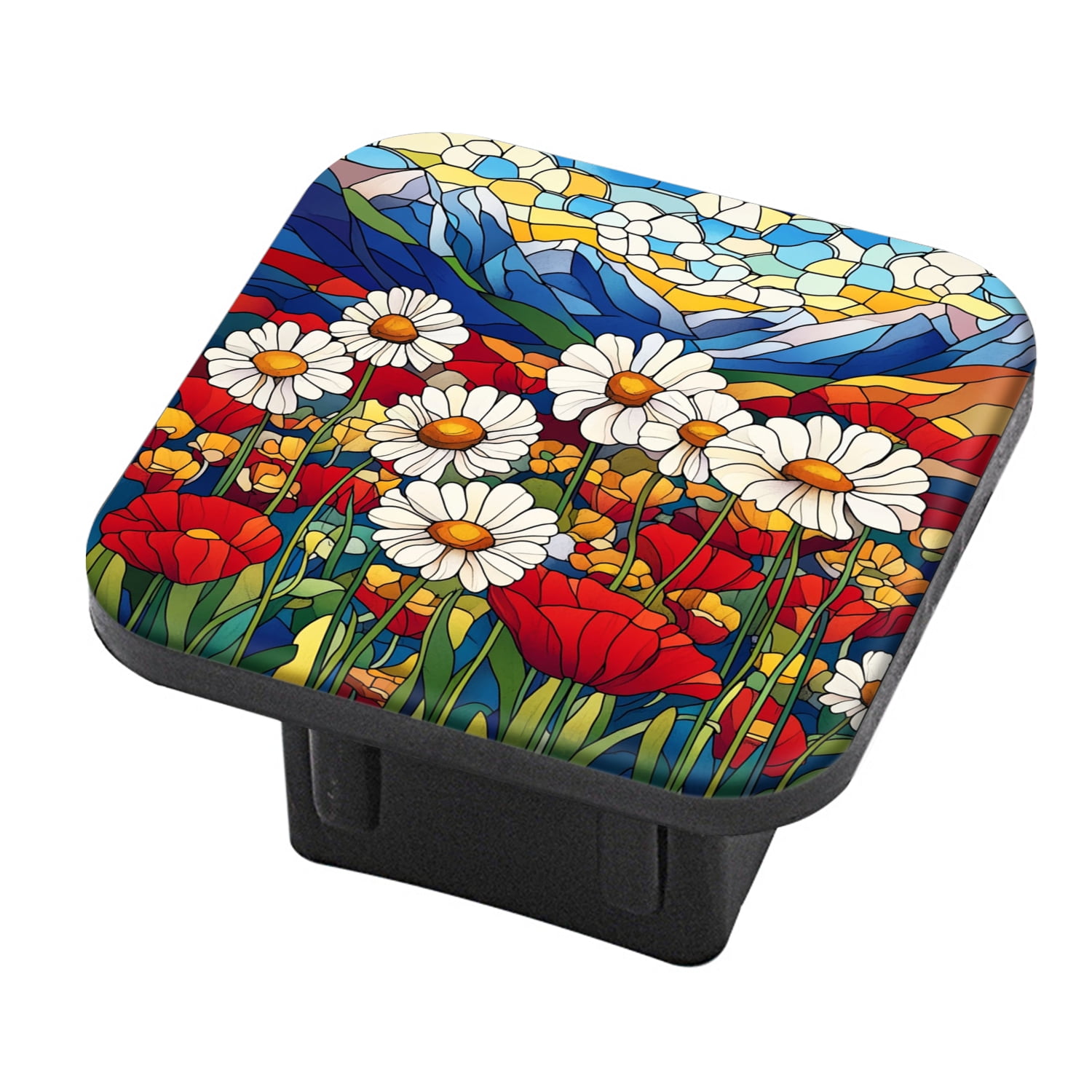 Hitch Cover Fits For 2-Inch Hitch,Stained - Glass Style Landscape With ...