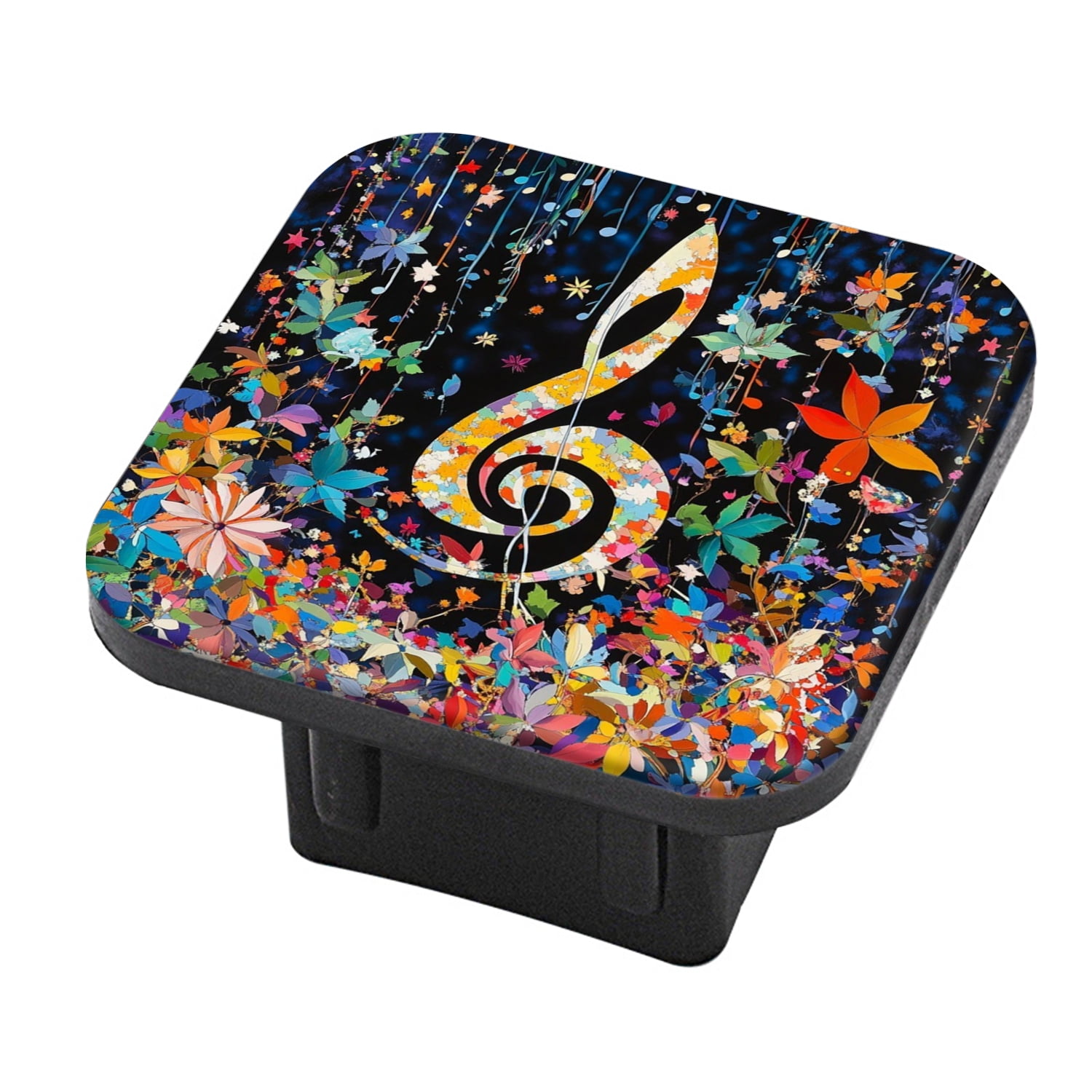 Hitch Cover Fits For 2-Inch Hitch,Treble Clef Adorned With Tapestry Of Flowersrubber Trailer ...