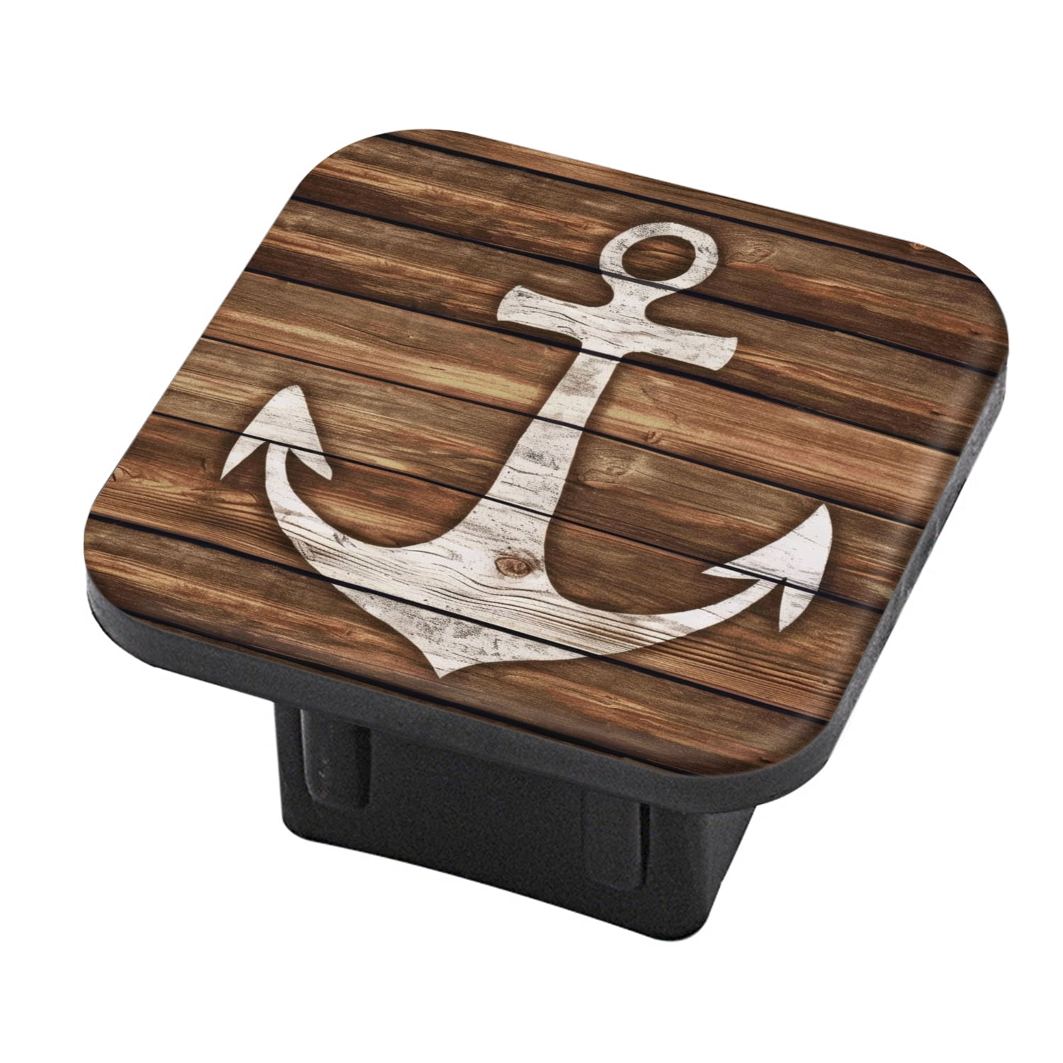 Hitch Cover Fits For 2-Inch Hitch,White Anchor On A Dark Wood - Grain ...