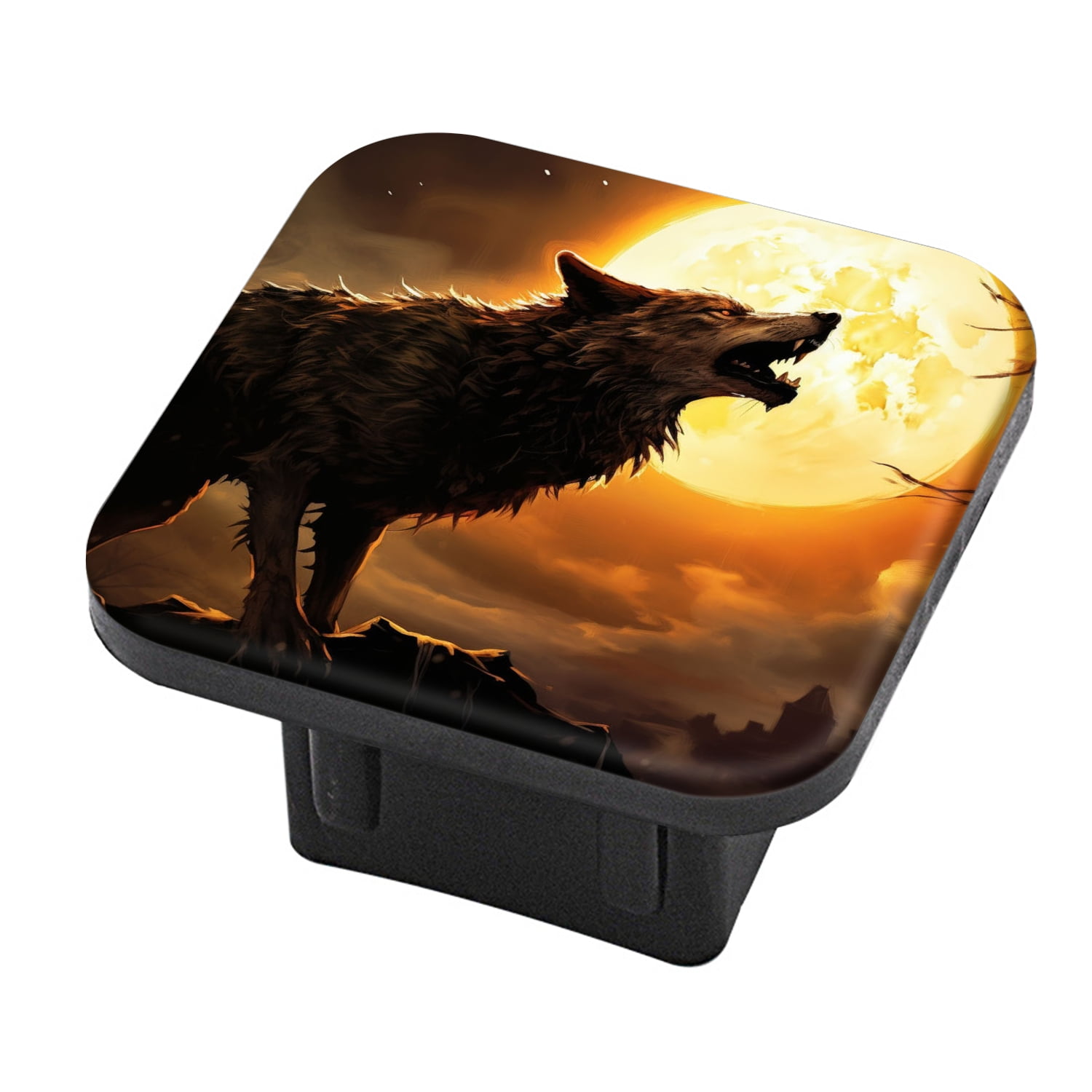 Hitch Cover Fits For 2-Inch Hitch,Wolf Howling At The Full Moon Before ...