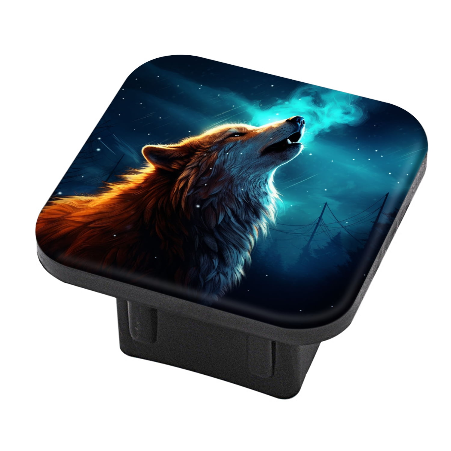 Hitch Cover Fits For 2-Inch Hitch,Wolf Howling At The Moon In Enchanted ...